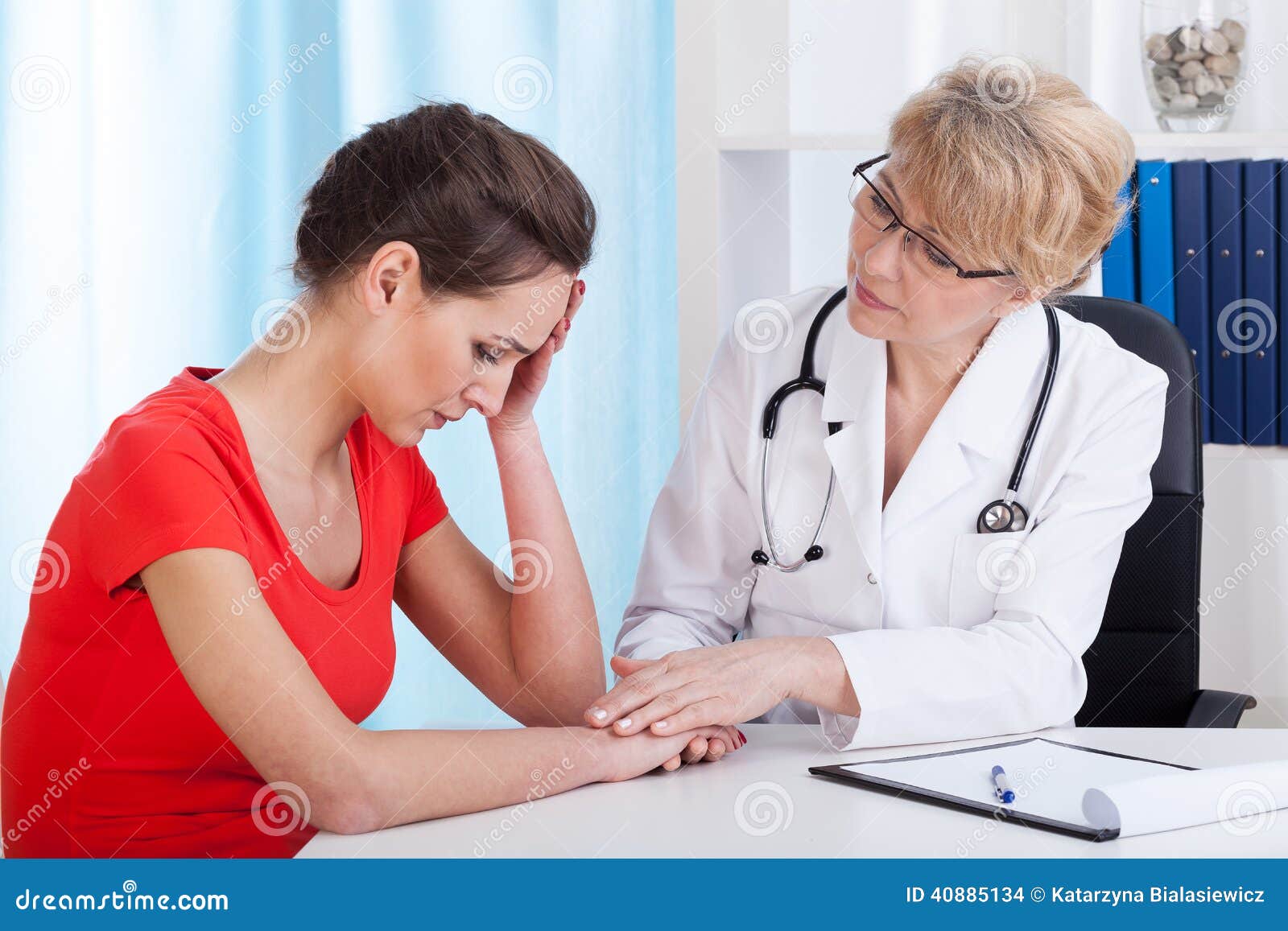 Doctor with Depressed Patient Stock Photo - Image of health, comforting ...