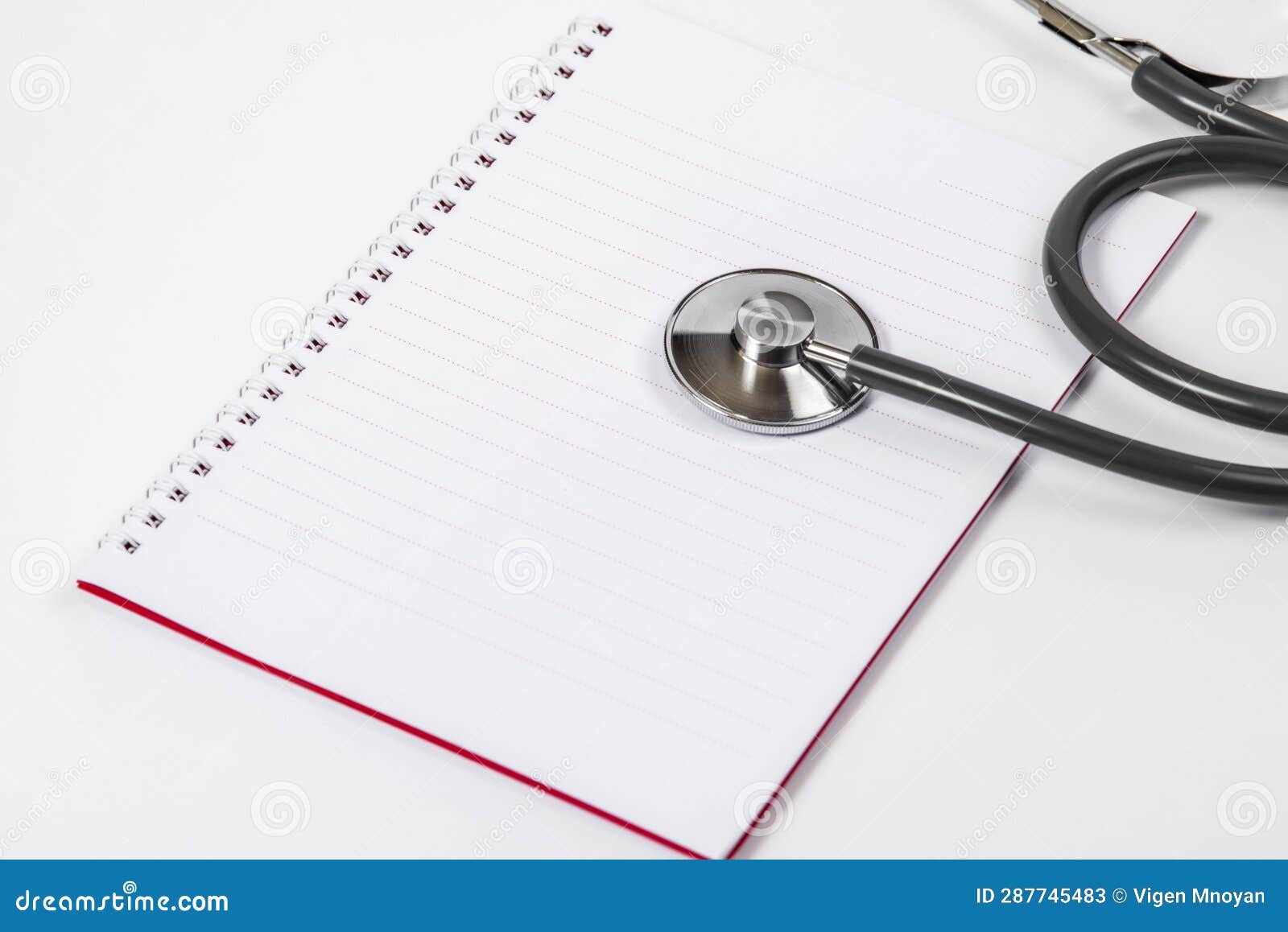 Doctor Desk.Stethoscope and Notebook on White . Stock Image - Image of ...