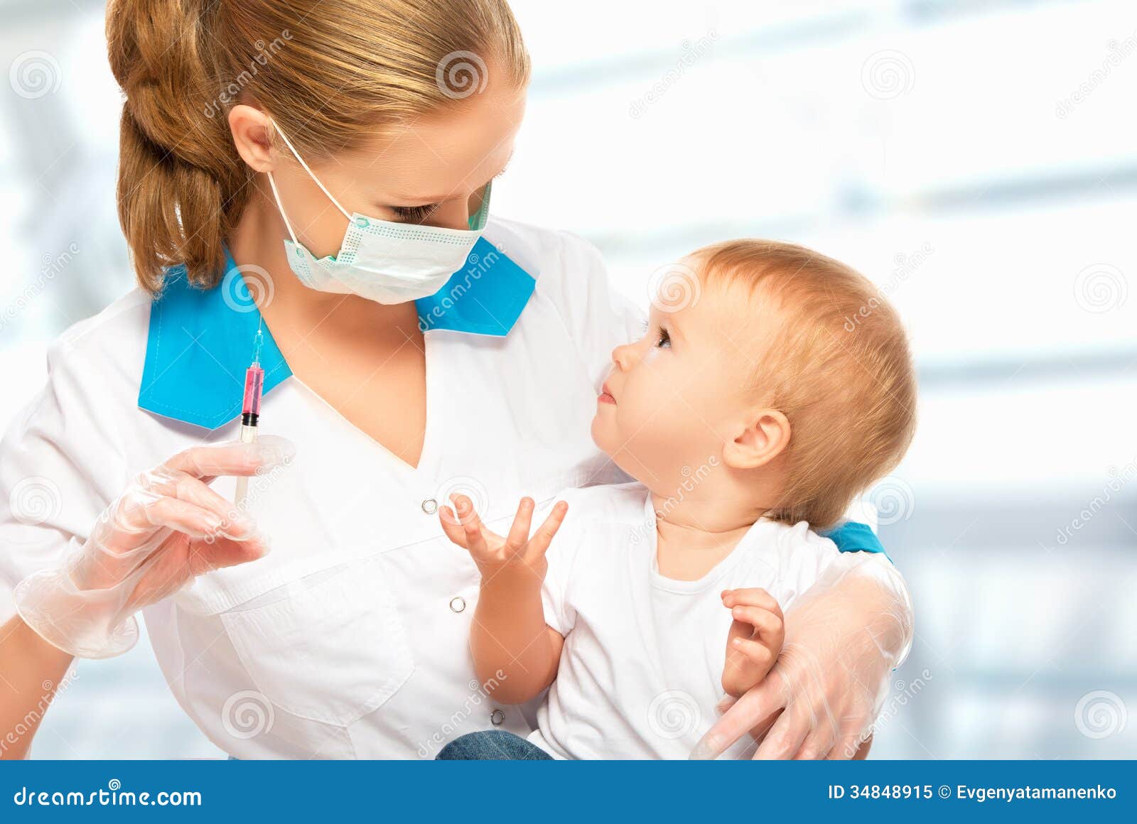 Doctor Does Injection Child Vaccination Baby Stock Image - Image of ...
