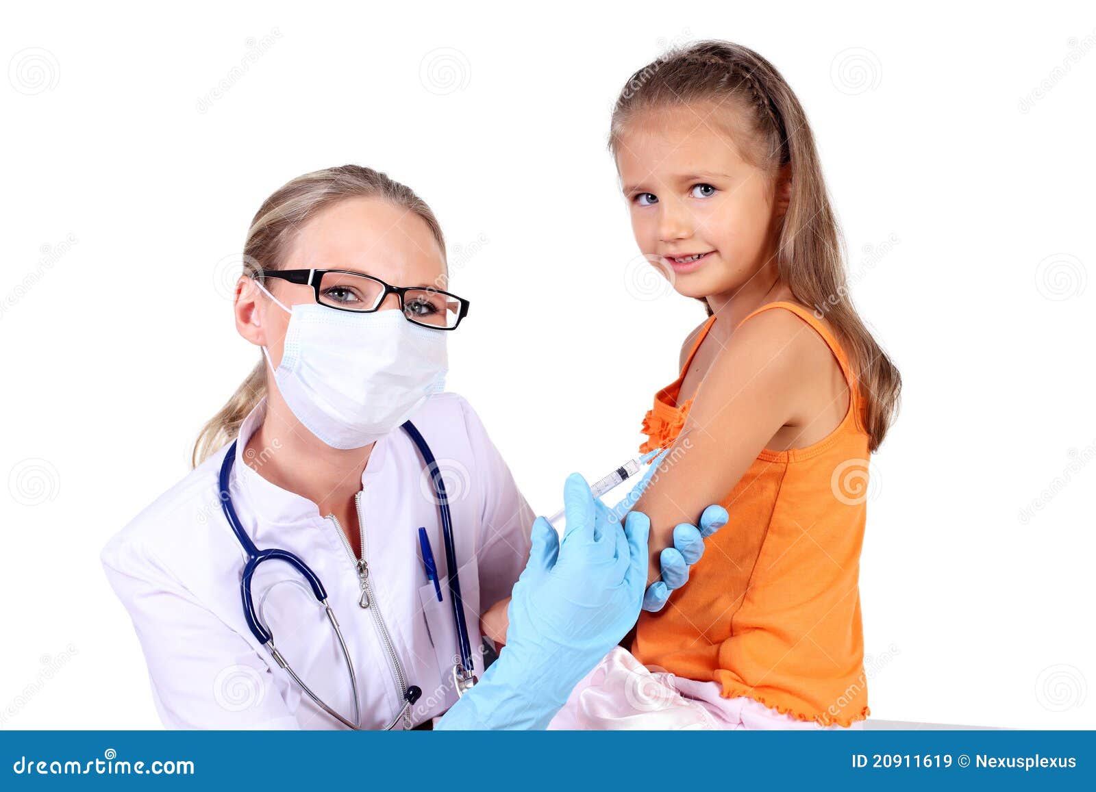 Doctor Doing Vaccine Injection To Child Stock Image - Image of girl ...