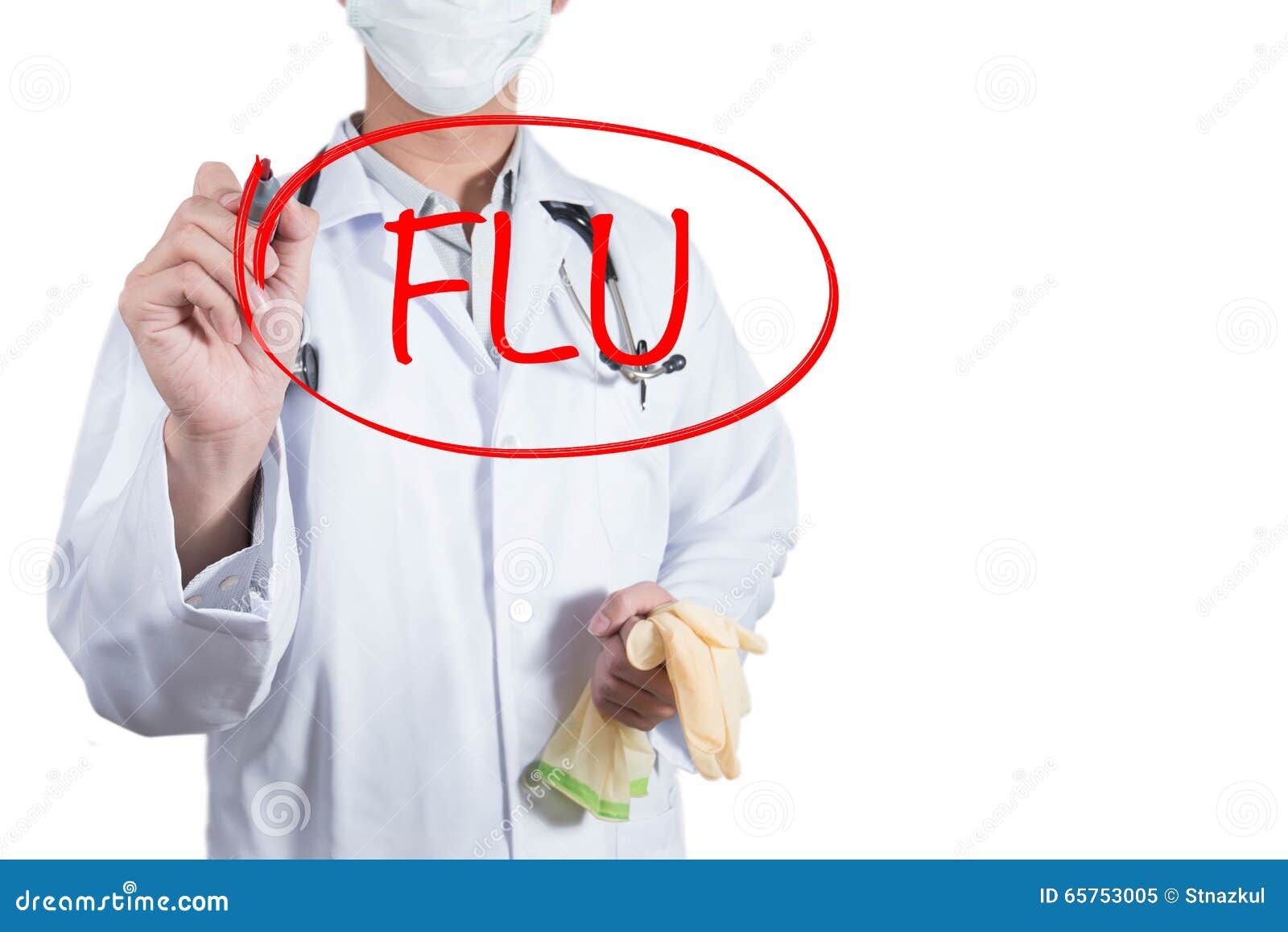 Doctor draw circle on flu stock image. Image of disease - 65753005