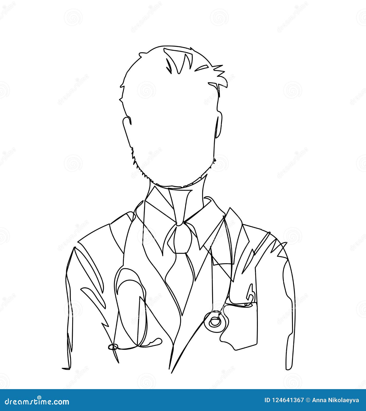 Doctor. Drawn by a Single Line Stock Vector - Illustration of nurse ...