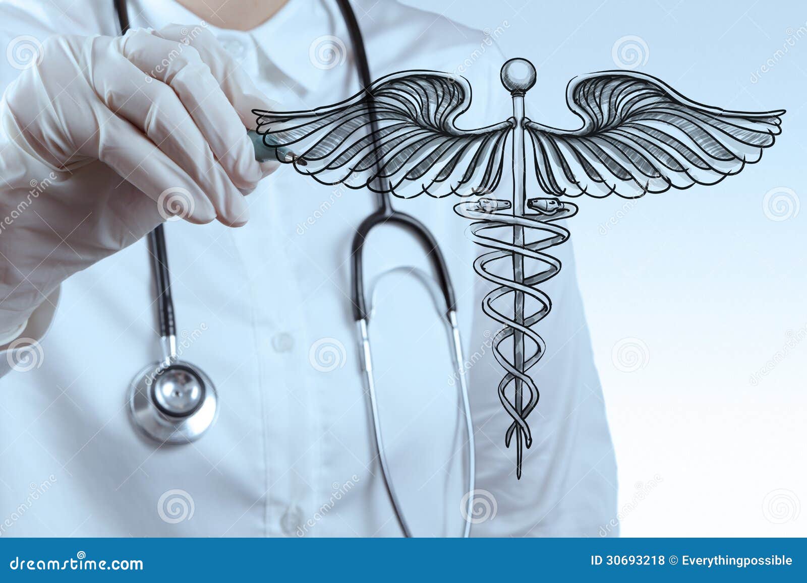 Caduceus Emergency Blue Medical Sign In An Ambulance Stock Photo ...