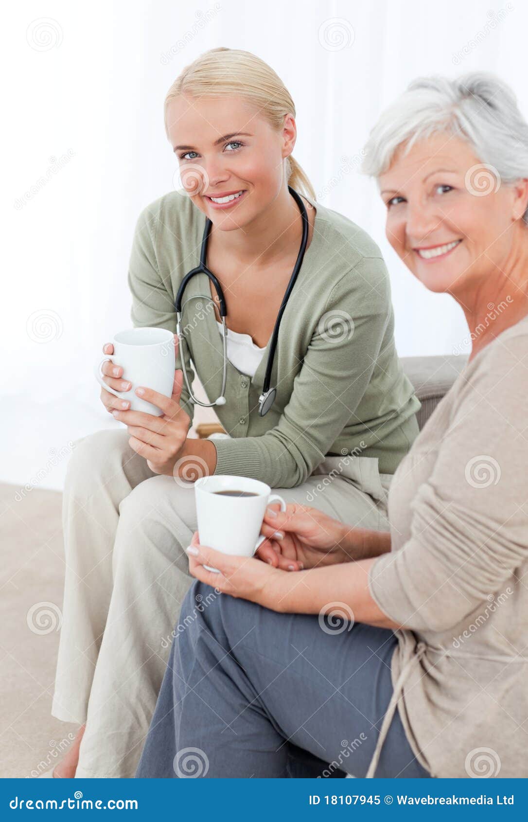 Doctor Drinking with Her Patient Stock Image - Image of practitioner ...