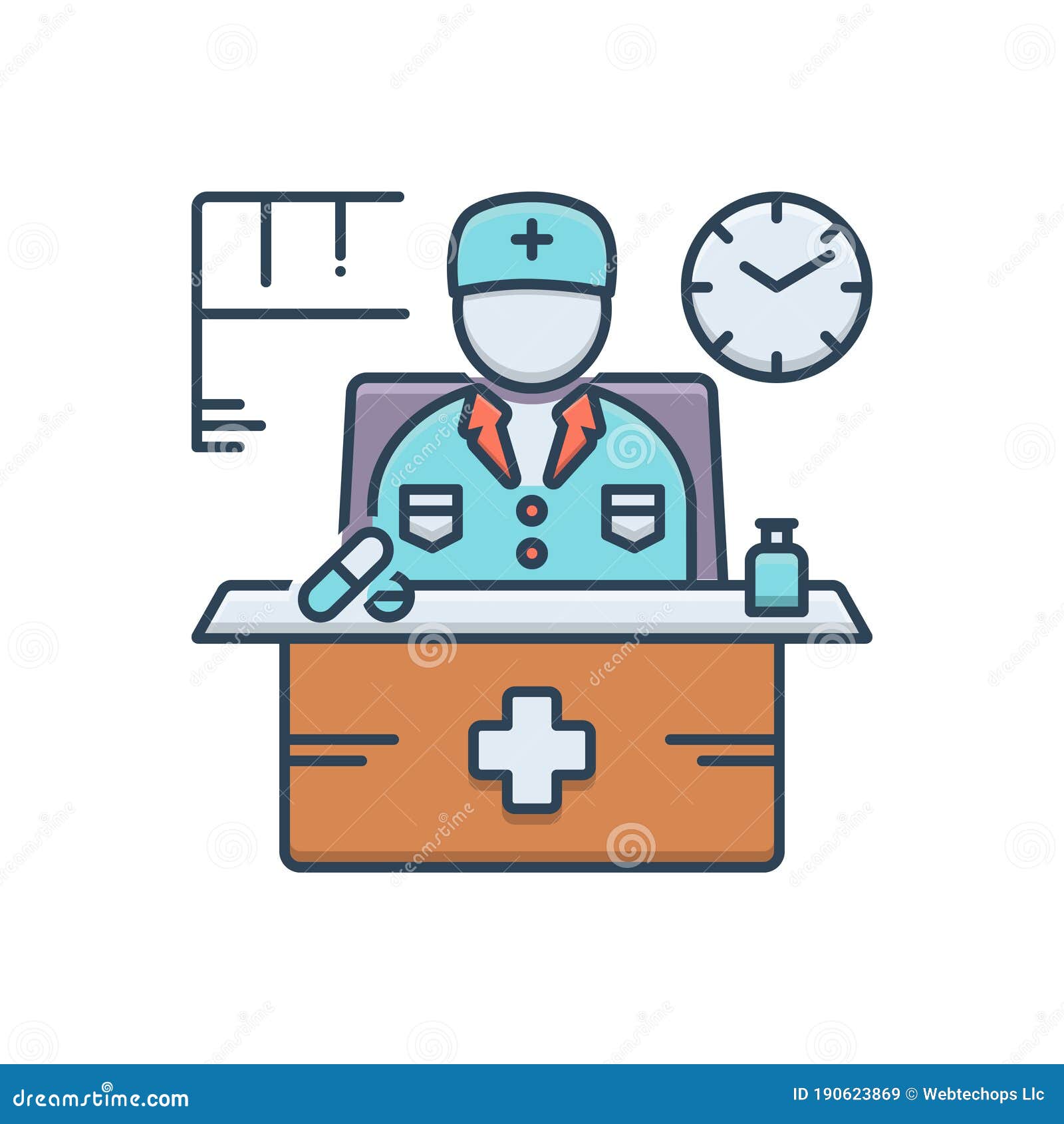 Color Illustration Icon for Doctor on Duty, Duty and Doctor Stock ...
