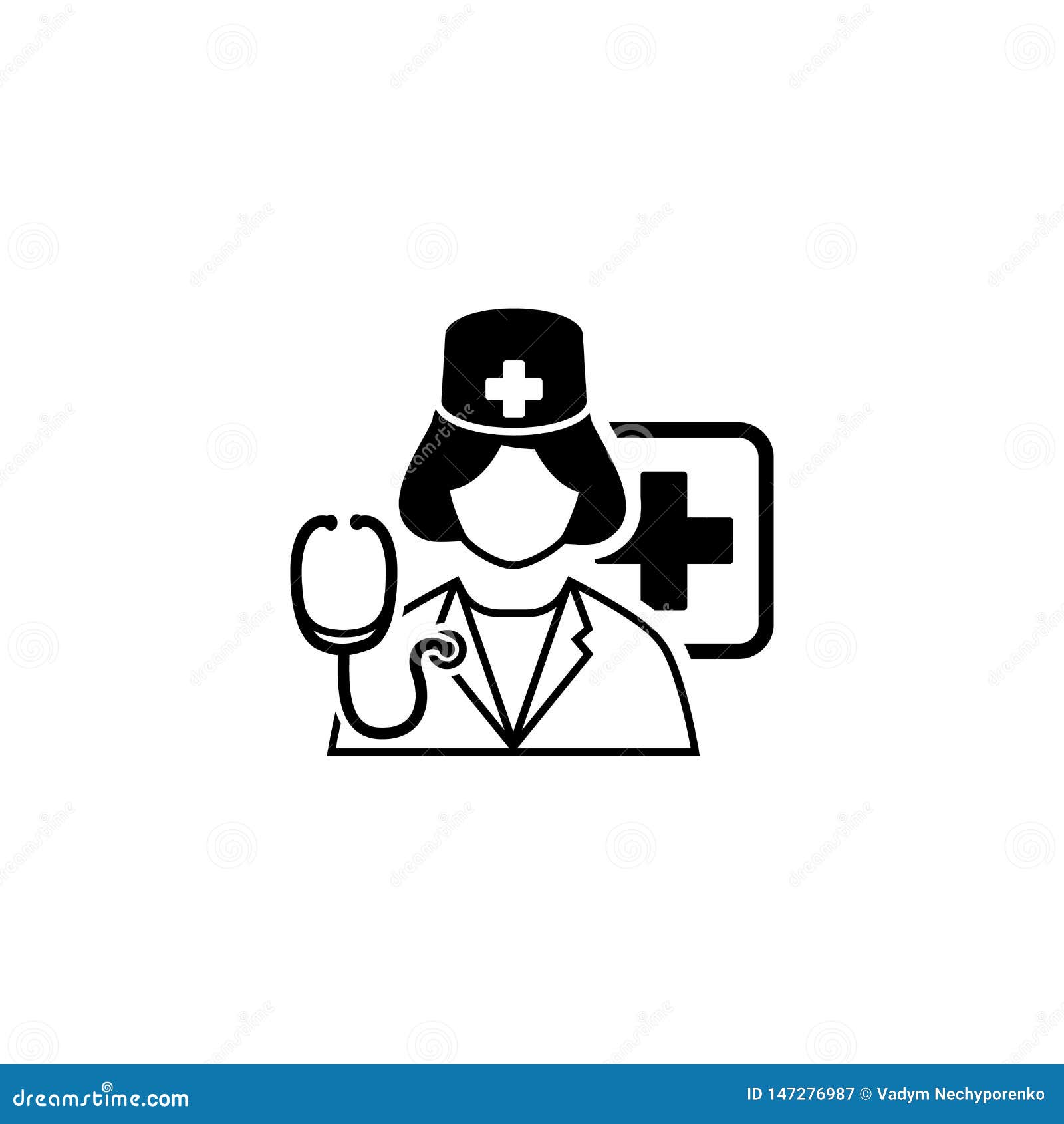 Doctor on Duty Icon. Flat Design Stock Illustration - Illustration of ...