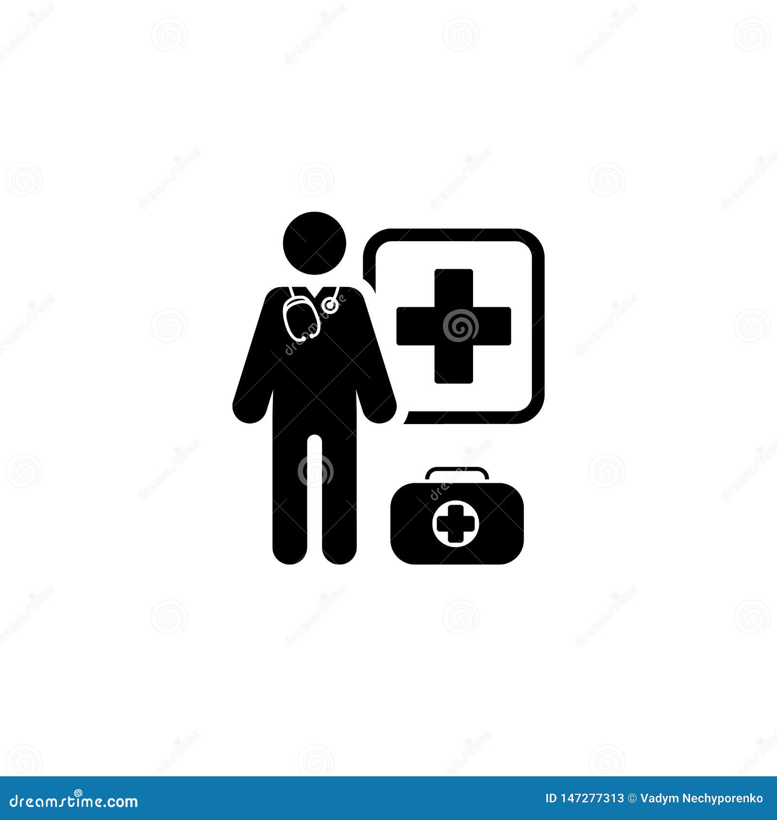 Doctor on Duty Icon. Flat Design Stock Illustration - Illustration of ...