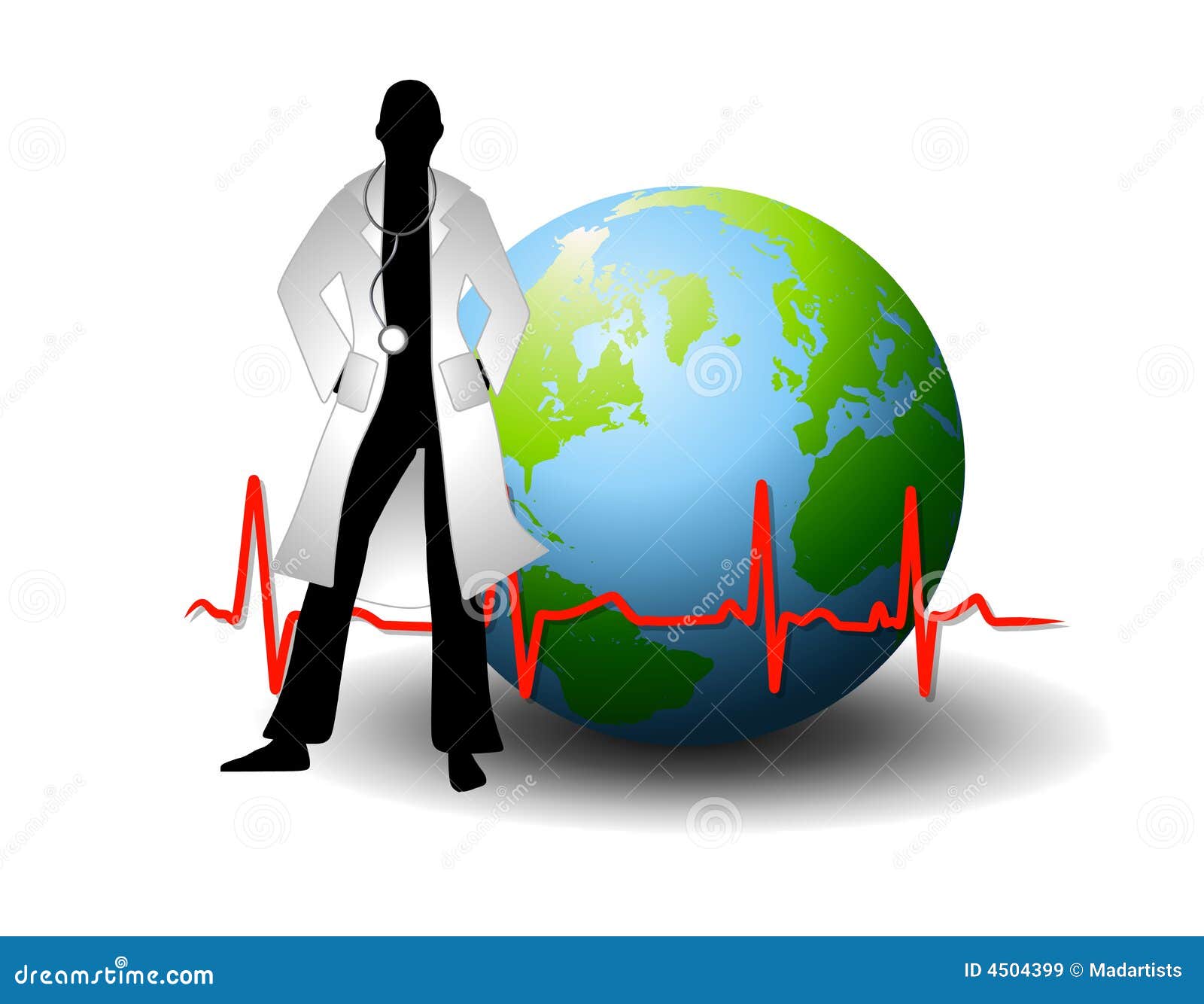 Doctor With Earth And EKG Line Stock Illustration | CartoonDealer.com ...