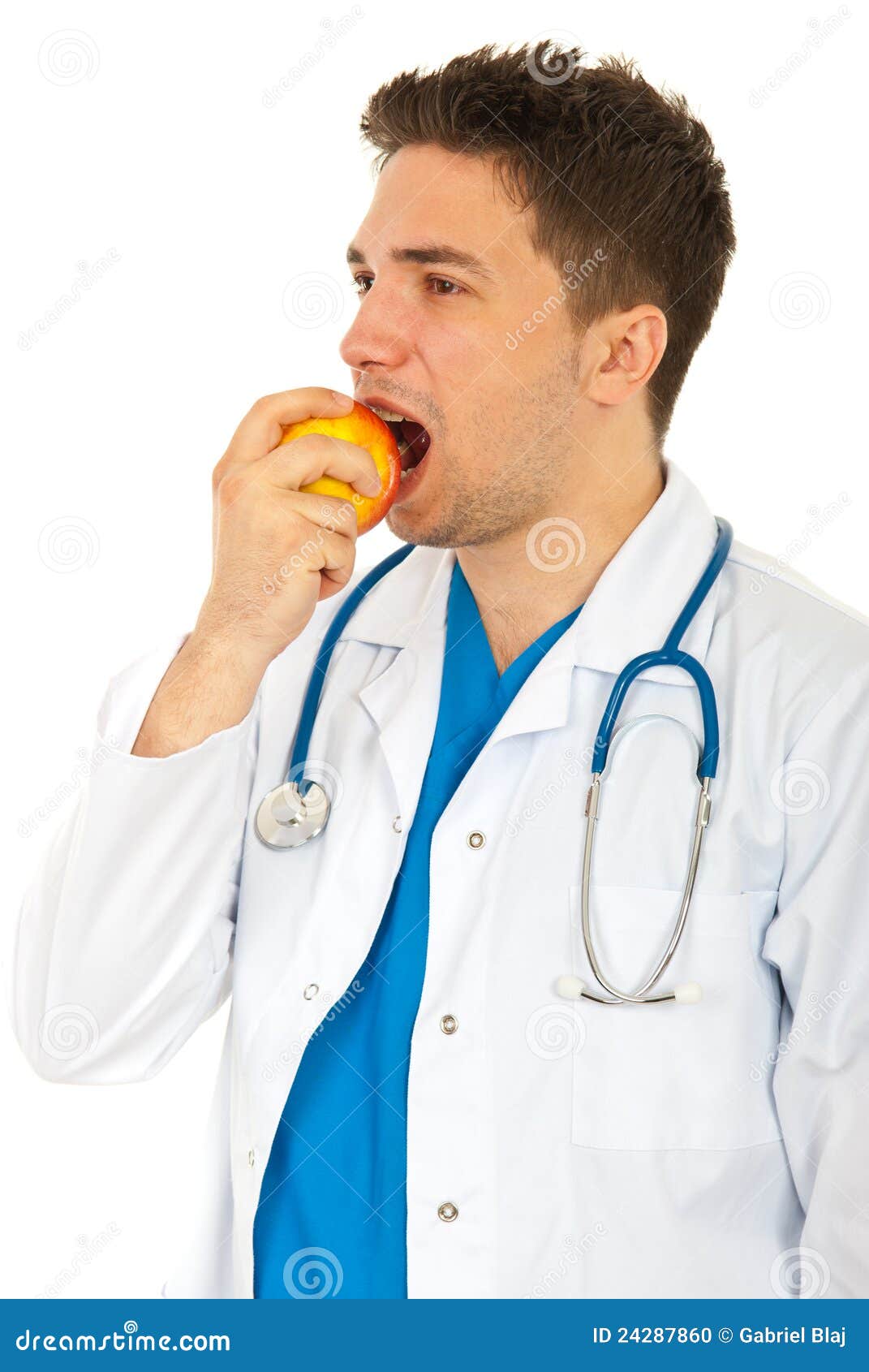 Doctor eating apple stock photo. Image of hold, apple - 24287860
