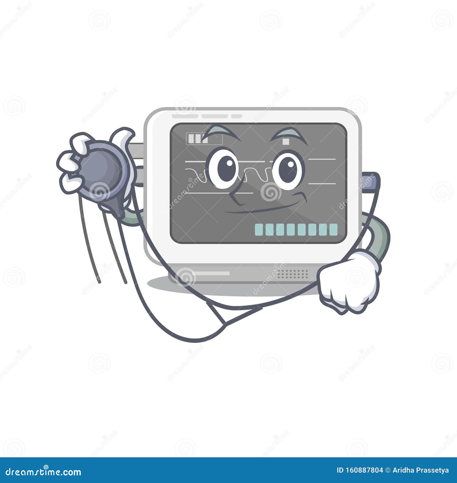 Doctor Ecg Machine Cartoon with the Character Stock Vector ...