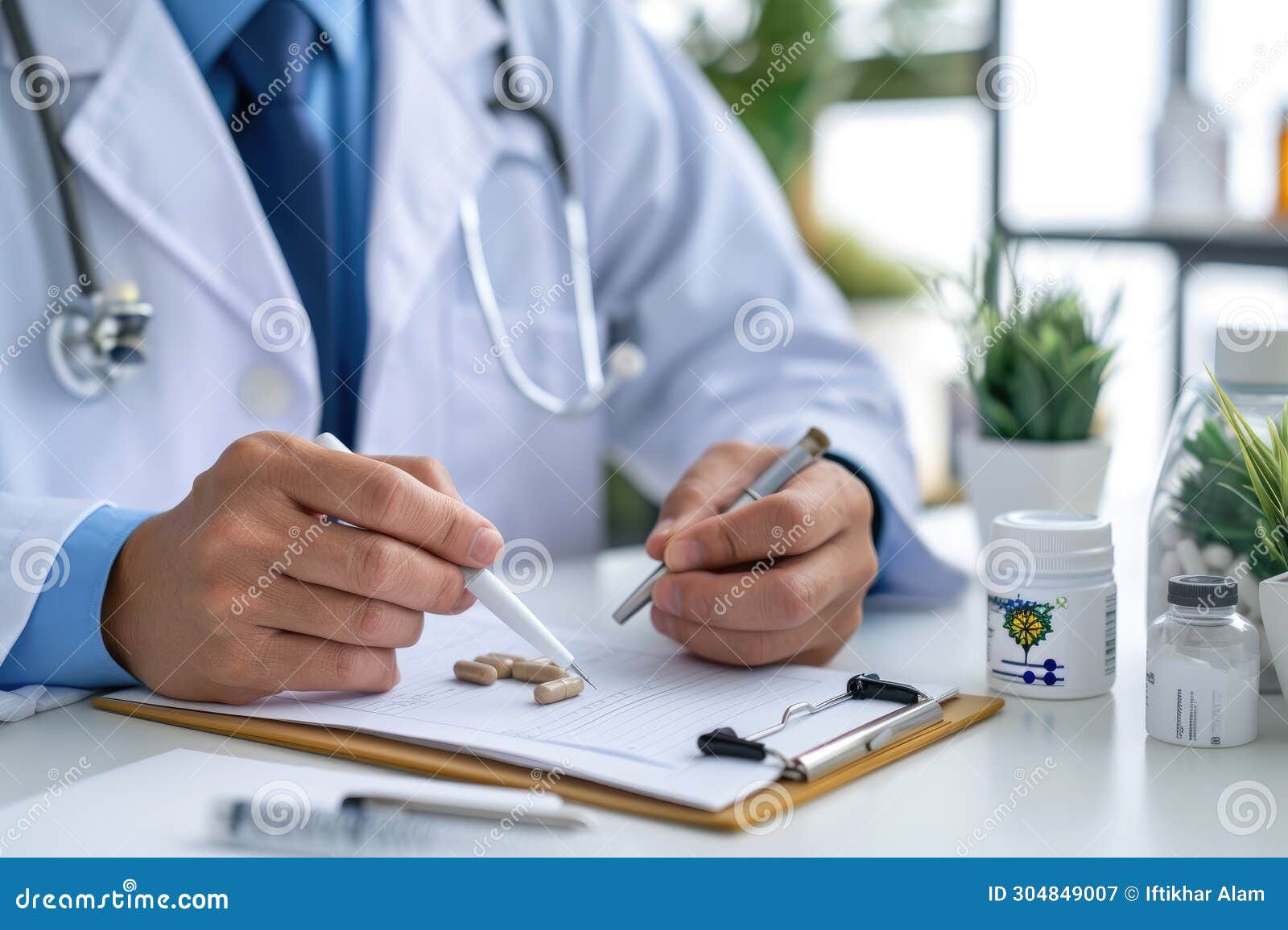 A Doctor Efficiently Completes Medical Examination Documentation and ...
