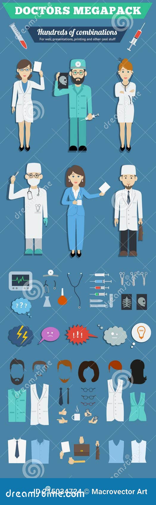 Doctor Elements Pack Vector Stock Vector - Illustration of medical ...