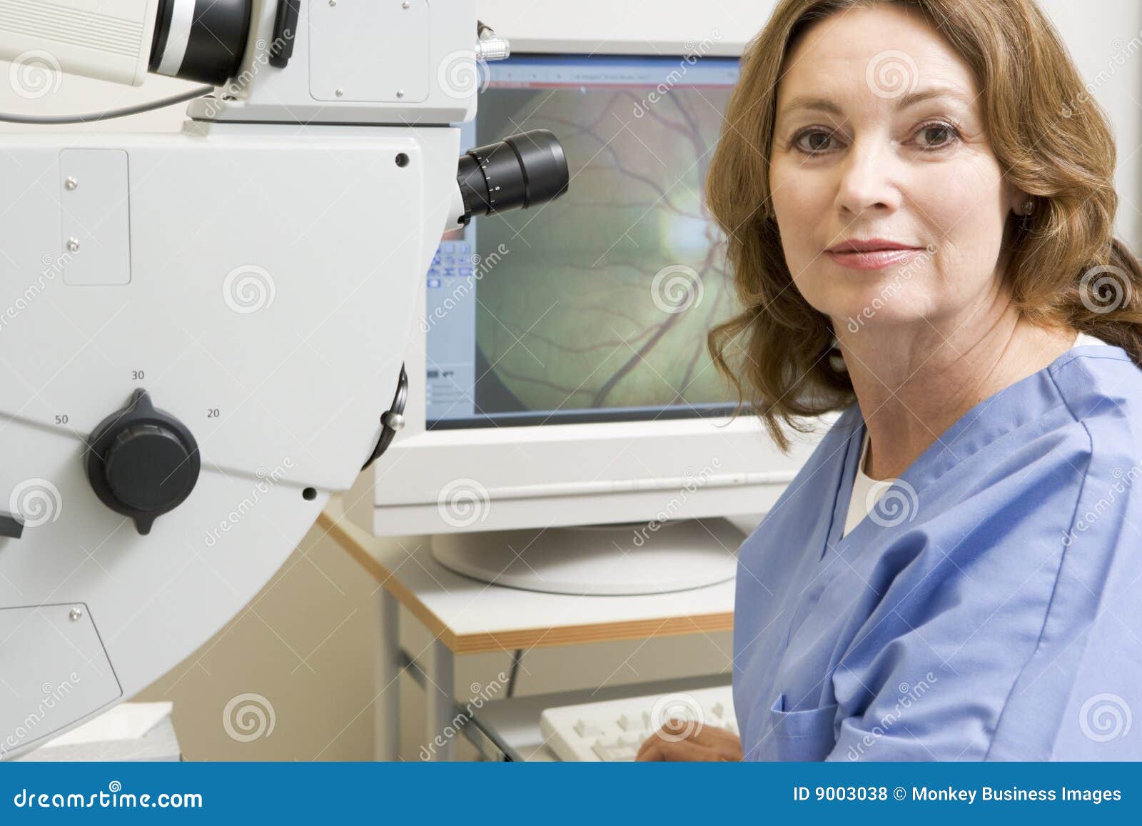 Doctor with Equipment for Detecting Glaucoma Stock Photo - Image of ...