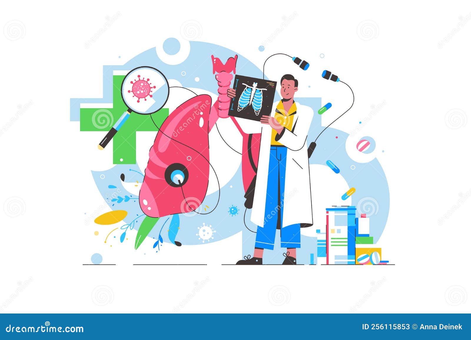 Doctor Examine Xray Of Patient Medical Healthcare Stock Vector