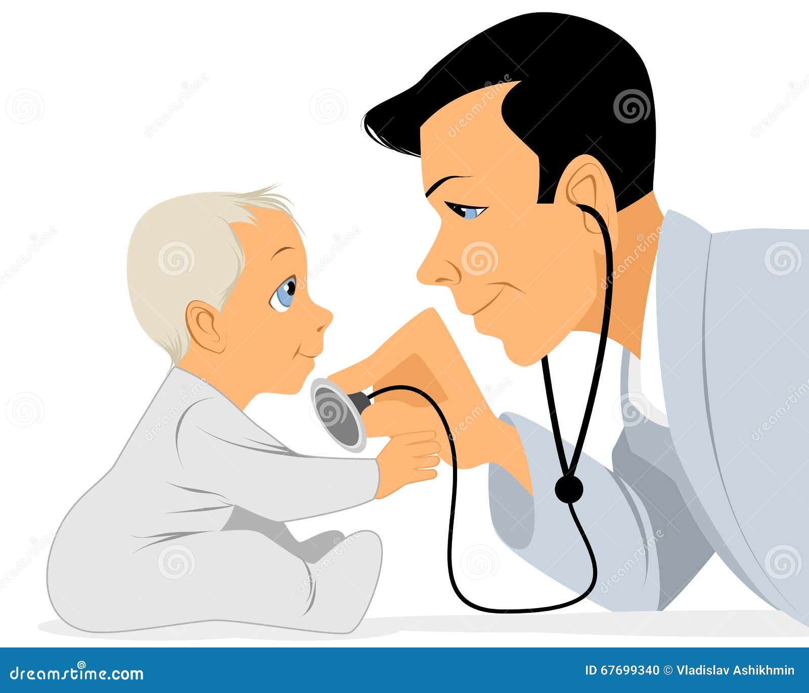 Pediatrician Doctor Examines Baby With Stethoscope Royalty-Free Stock ...