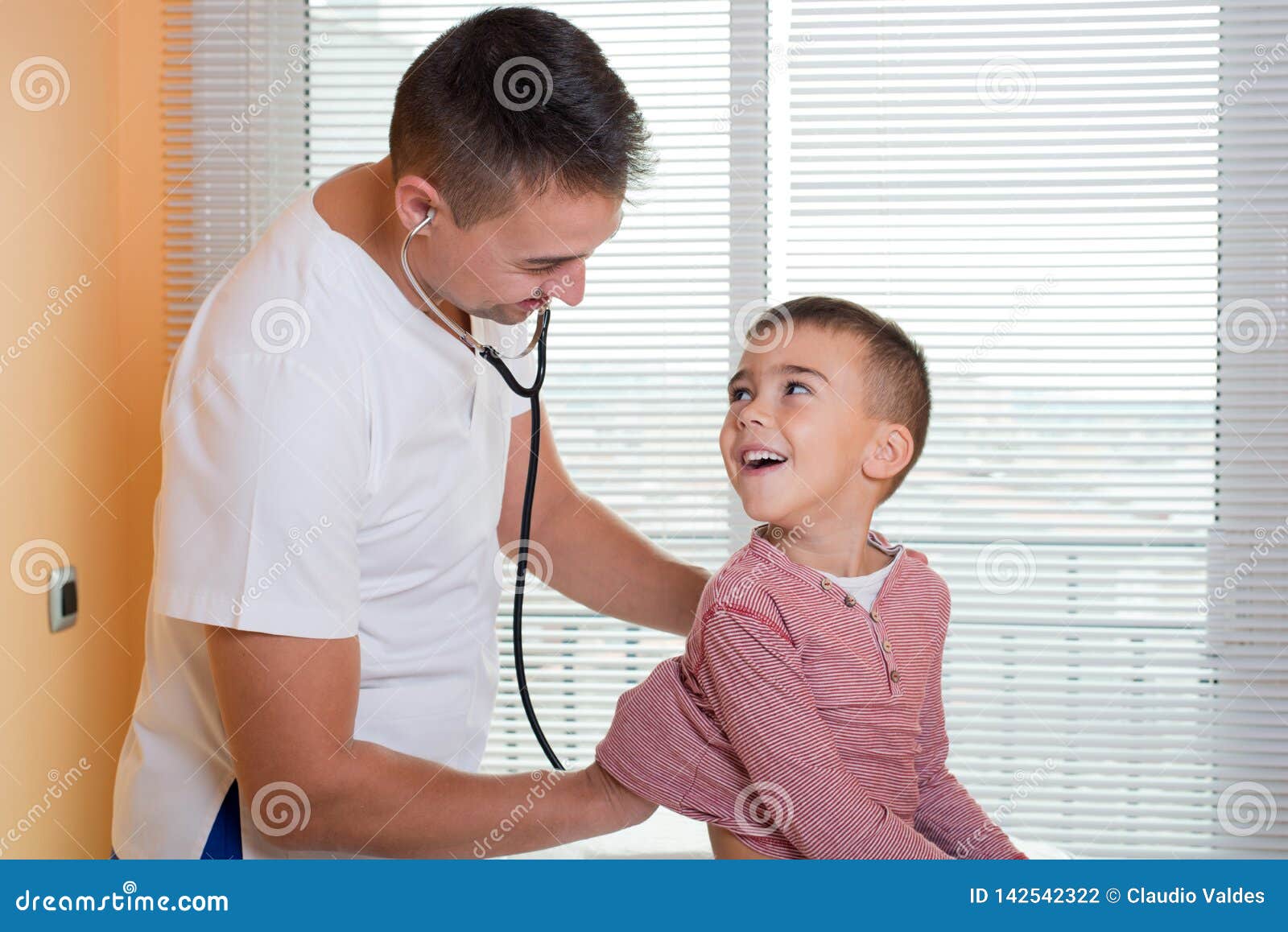 Doctor Examines Child in Consultation Stock Photo - Image of ...