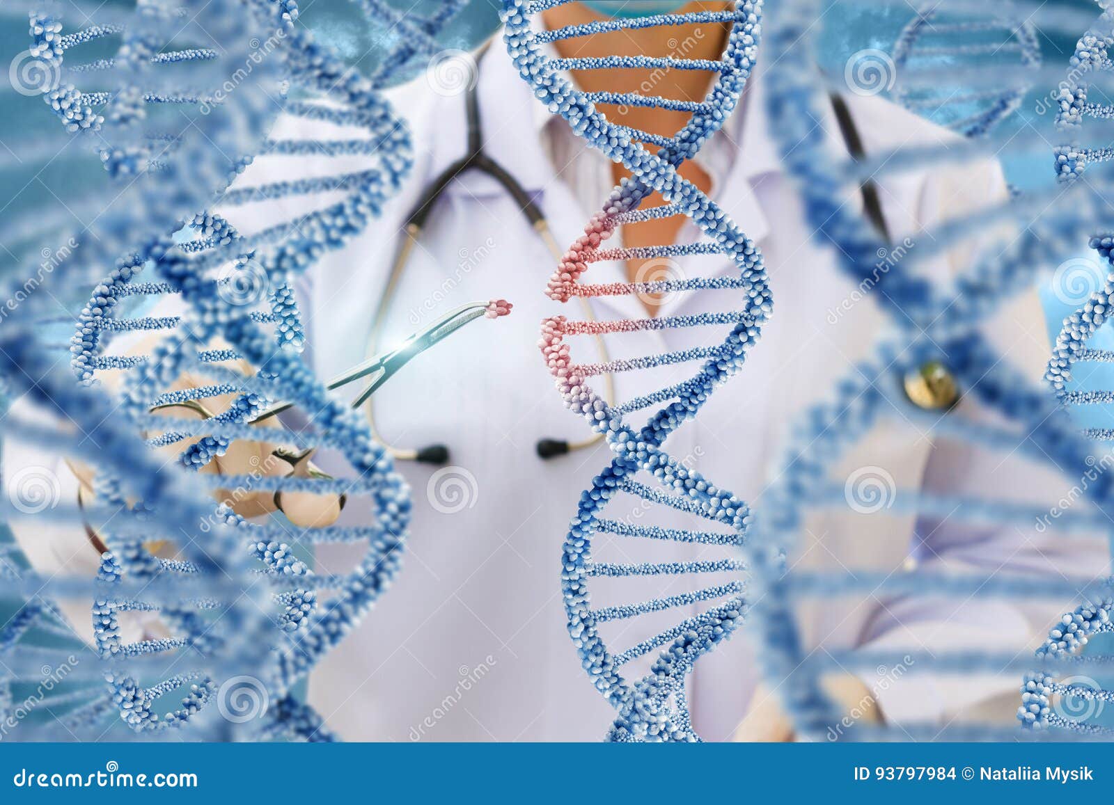 A Doctor Examines DNA Molecules . Stock Photo - Image of engineering ...