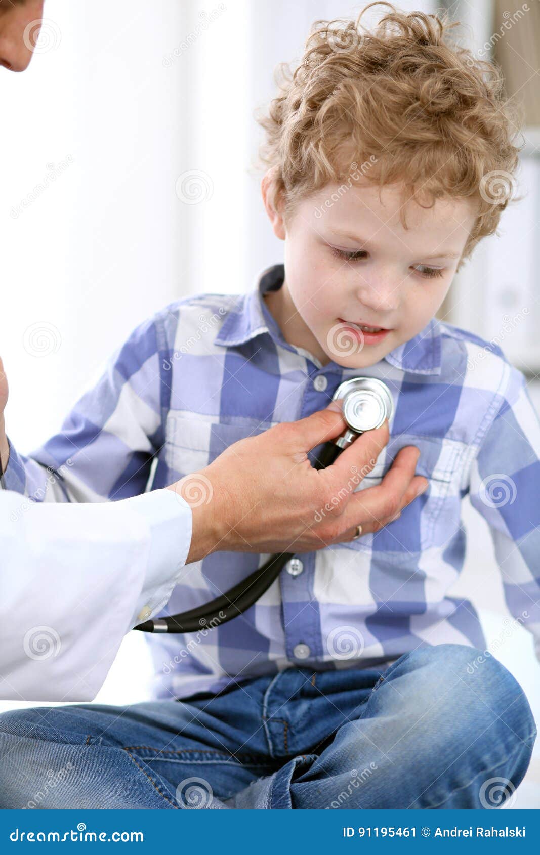 Doctor Examining a Child Patient by Stethoscope Stock Image - Image of ...