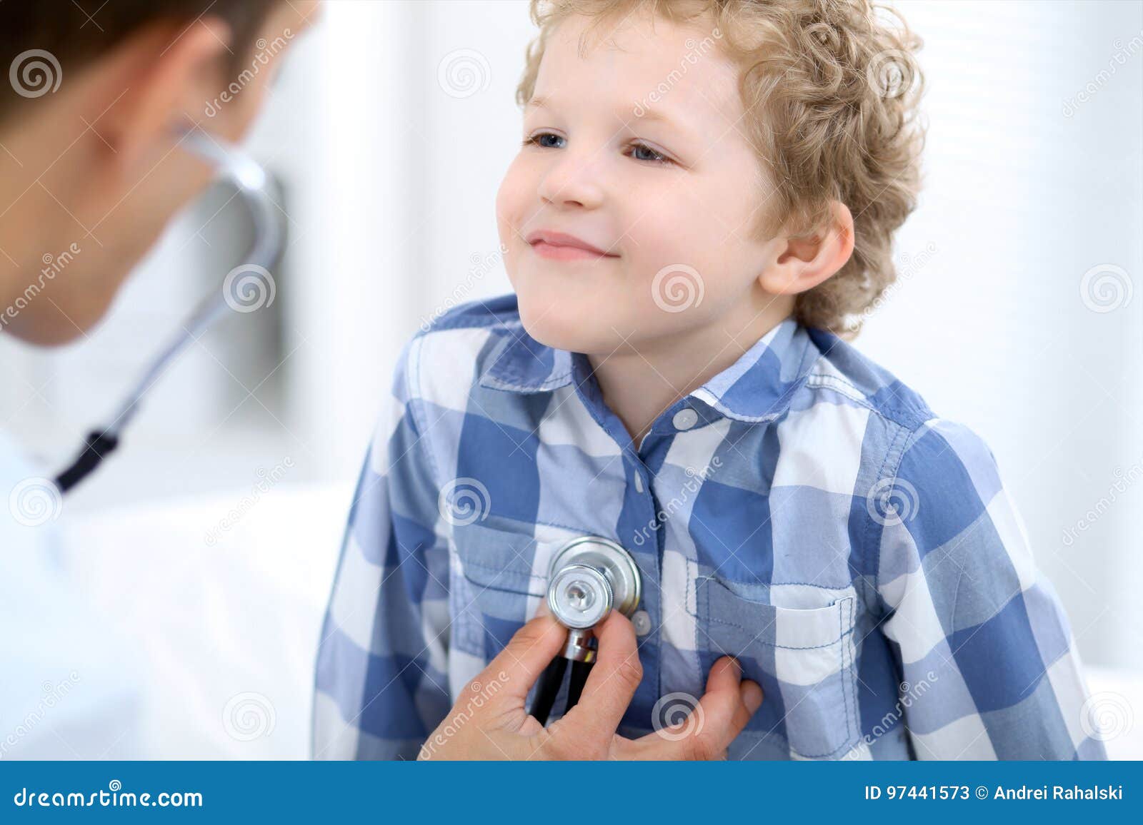 Doctor Examining a Child Patient by Stethoscope Stock Image - Image of ...
