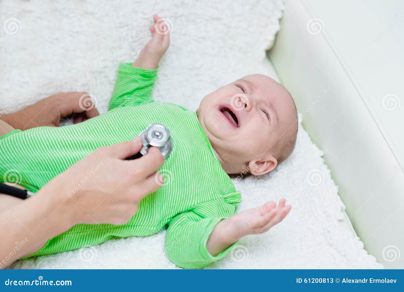 Doctor Examining Crying Baby with Stethoscope Stock Image - Image of ...