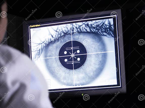 Doctor Examining Eye Scan on Computer Stock Image - Image of medicine ...