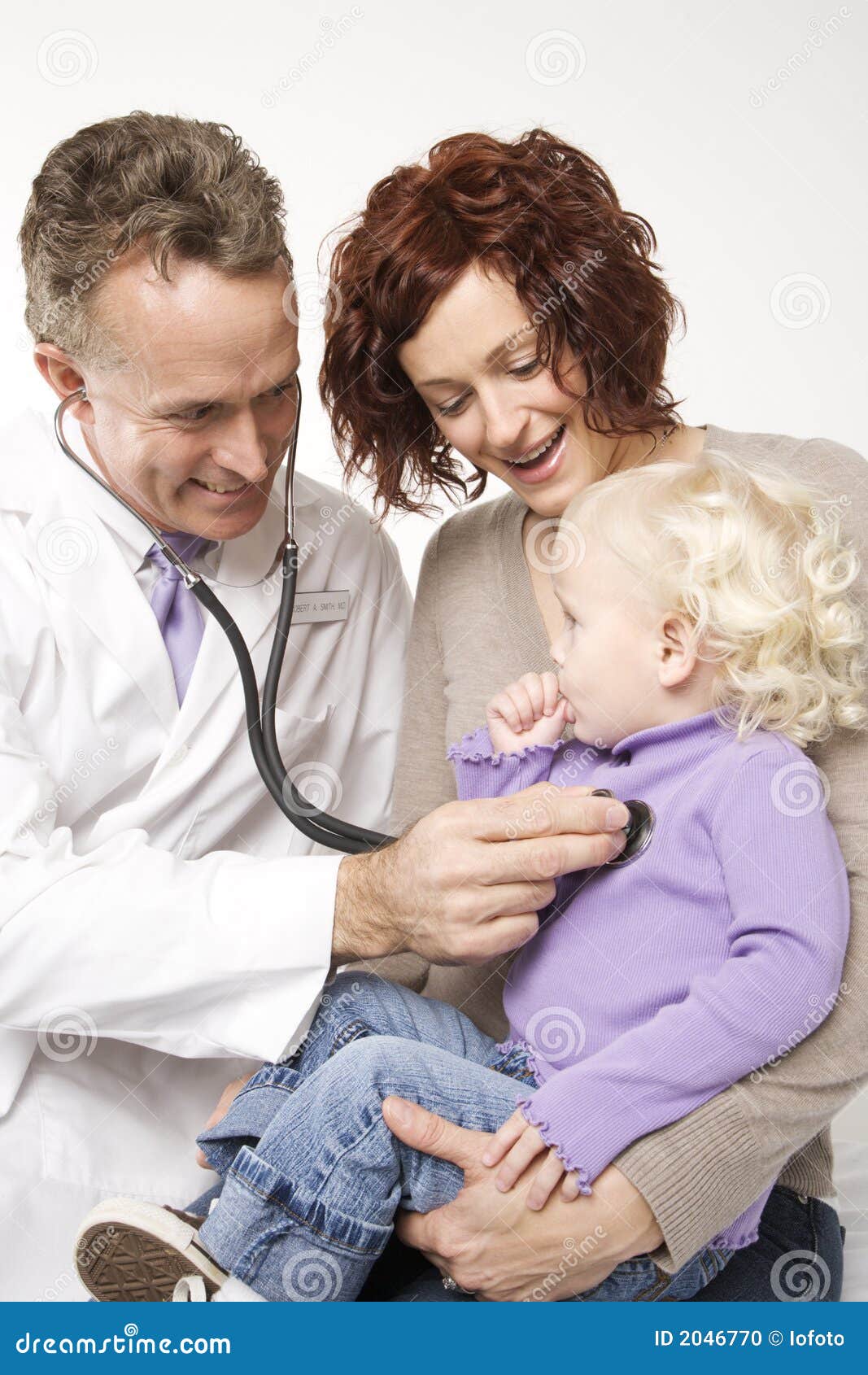 Doctor Examining Little Girl Stock Photo - Image of male, caucasian ...