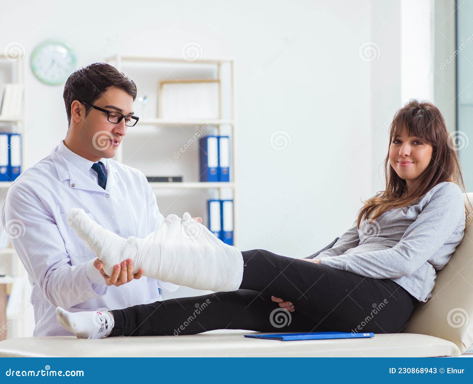 Doctor Examining Patient with Broken Leg Stock Image - Image of exam ...