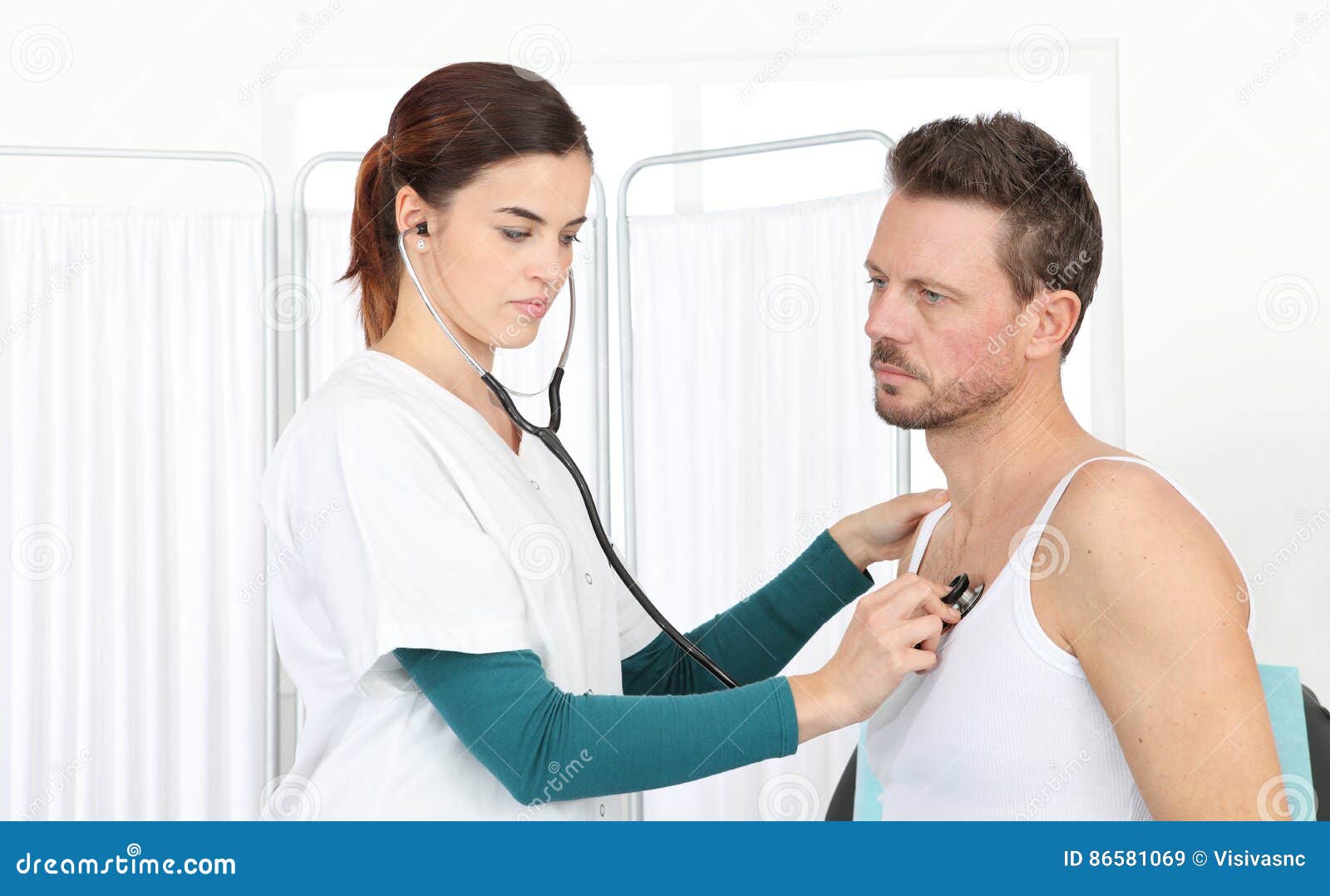 Doctor Examining Patient with Stethoscope Stock Image - Image of exam ...