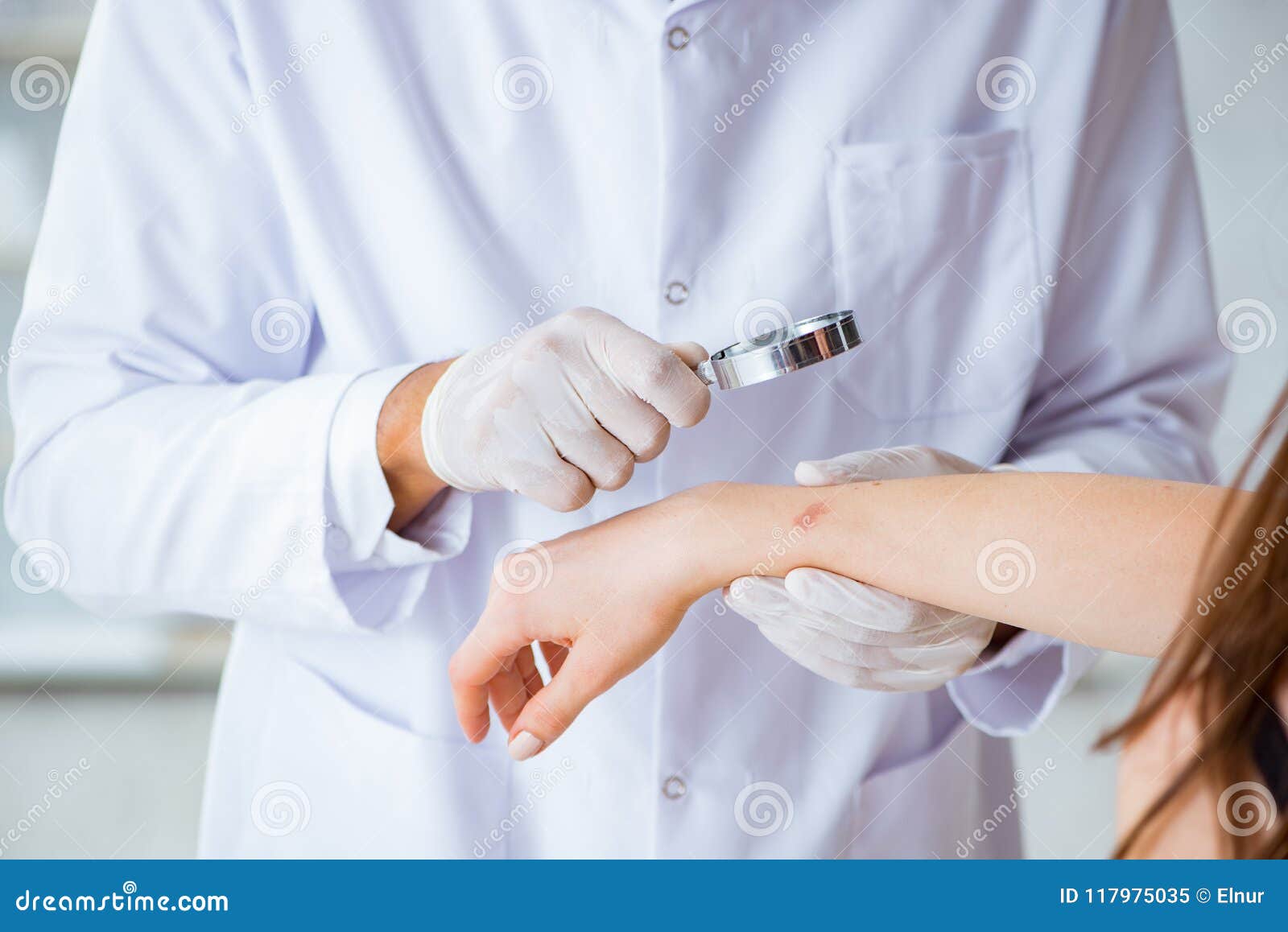 The Doctor Examining the Skin of Female Patient Stock Image - Image of ... The Doctor Examining the Skin of Female Patient Stock Image - Image of ...