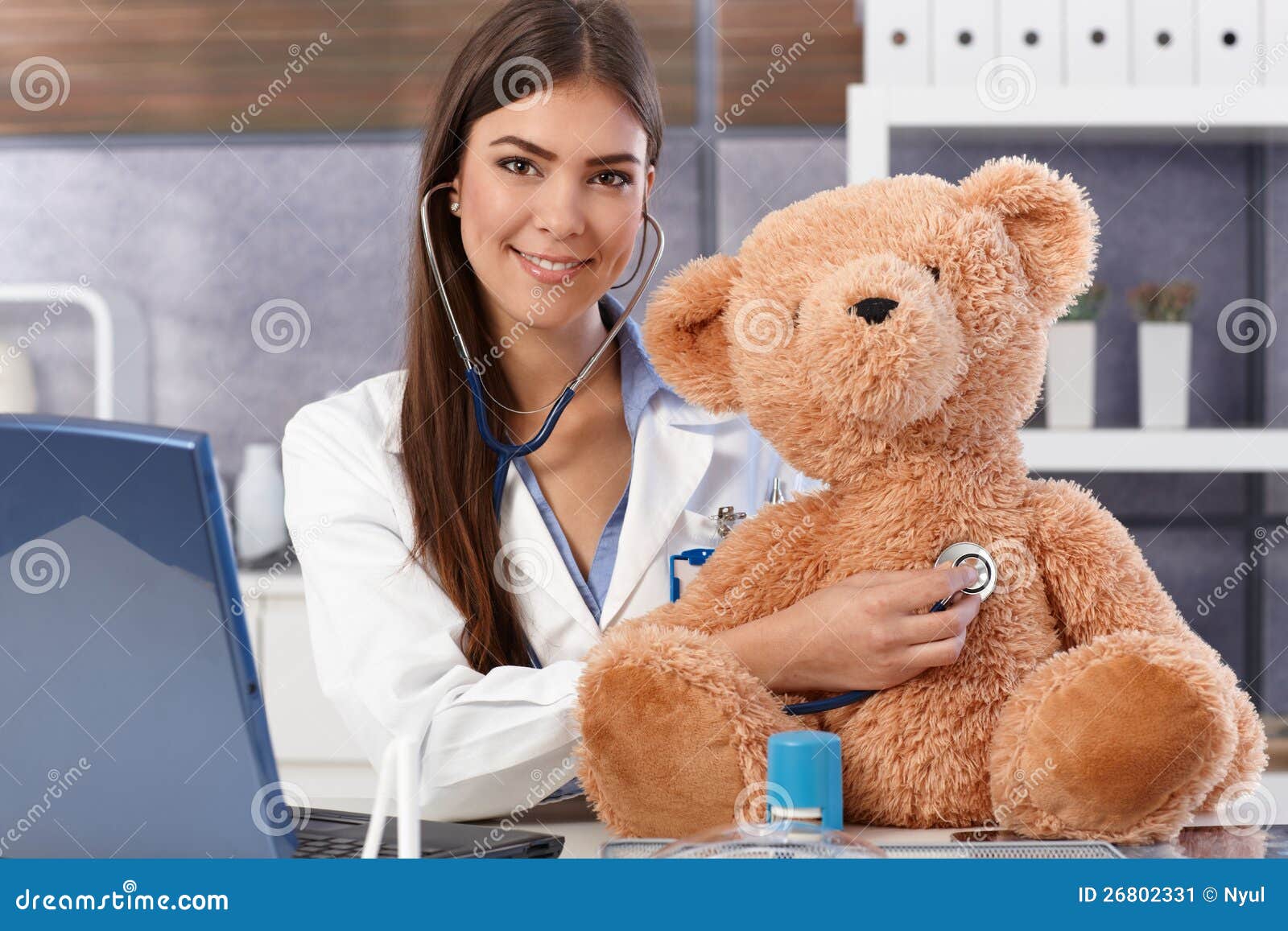 Doctor Examining Teddy Bear Stock Image - Image of doctor, european ...
