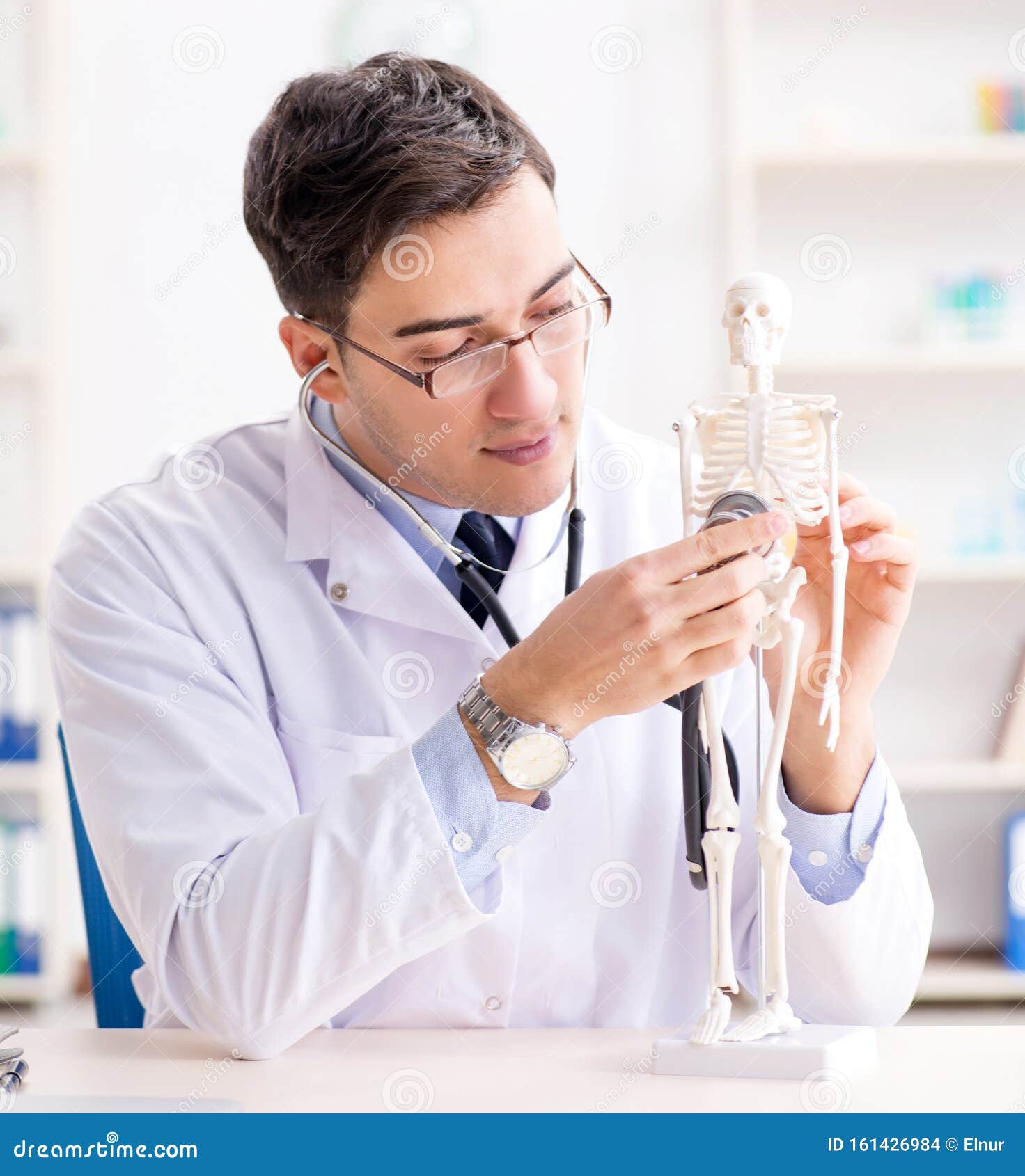 Doctor Explaining Human Body on Skeleton Stock Photo - Image of doctor ...