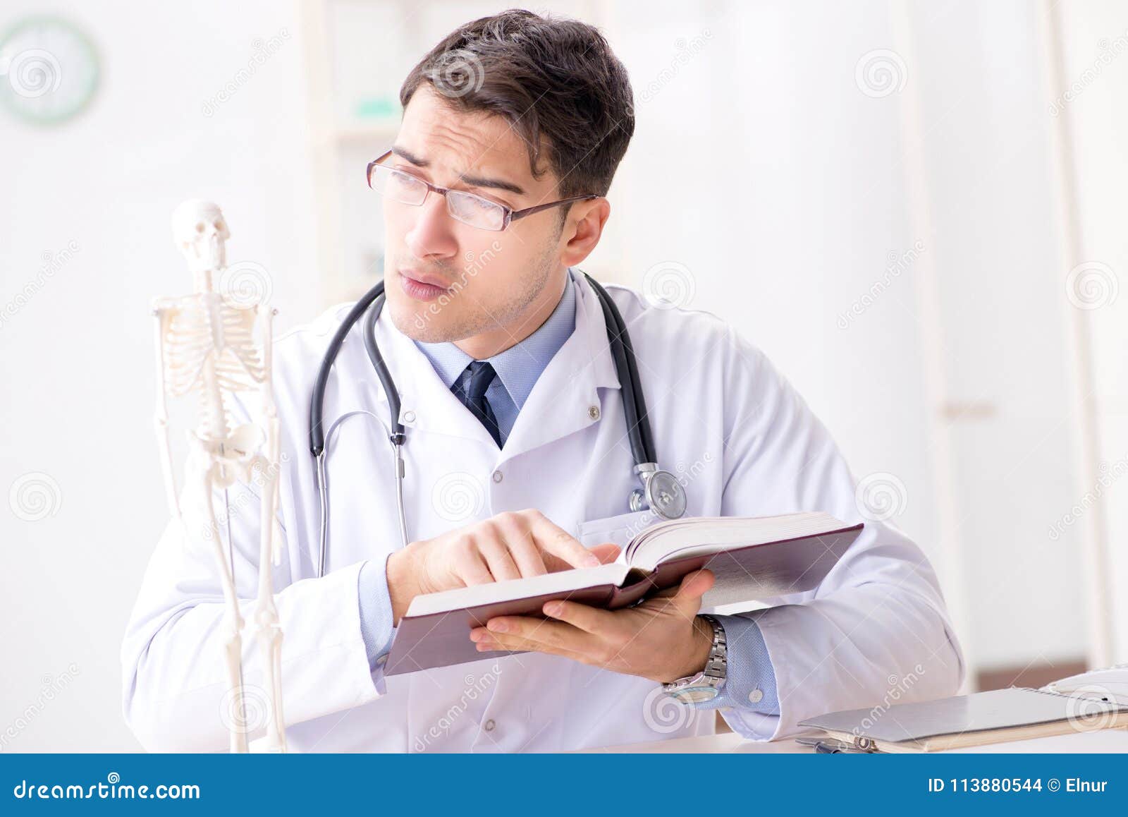 The Doctor Explaining Human Body on Skeleton Stock Photo - Image of ...