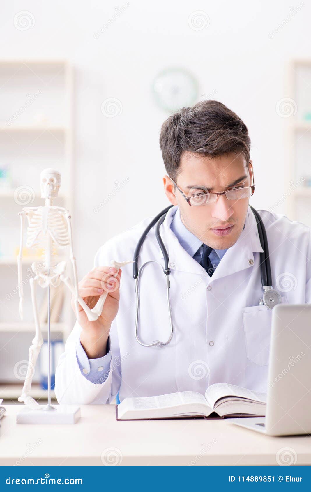 The Doctor Explaining Human Body on Skeleton Stock Image - Image of ...
