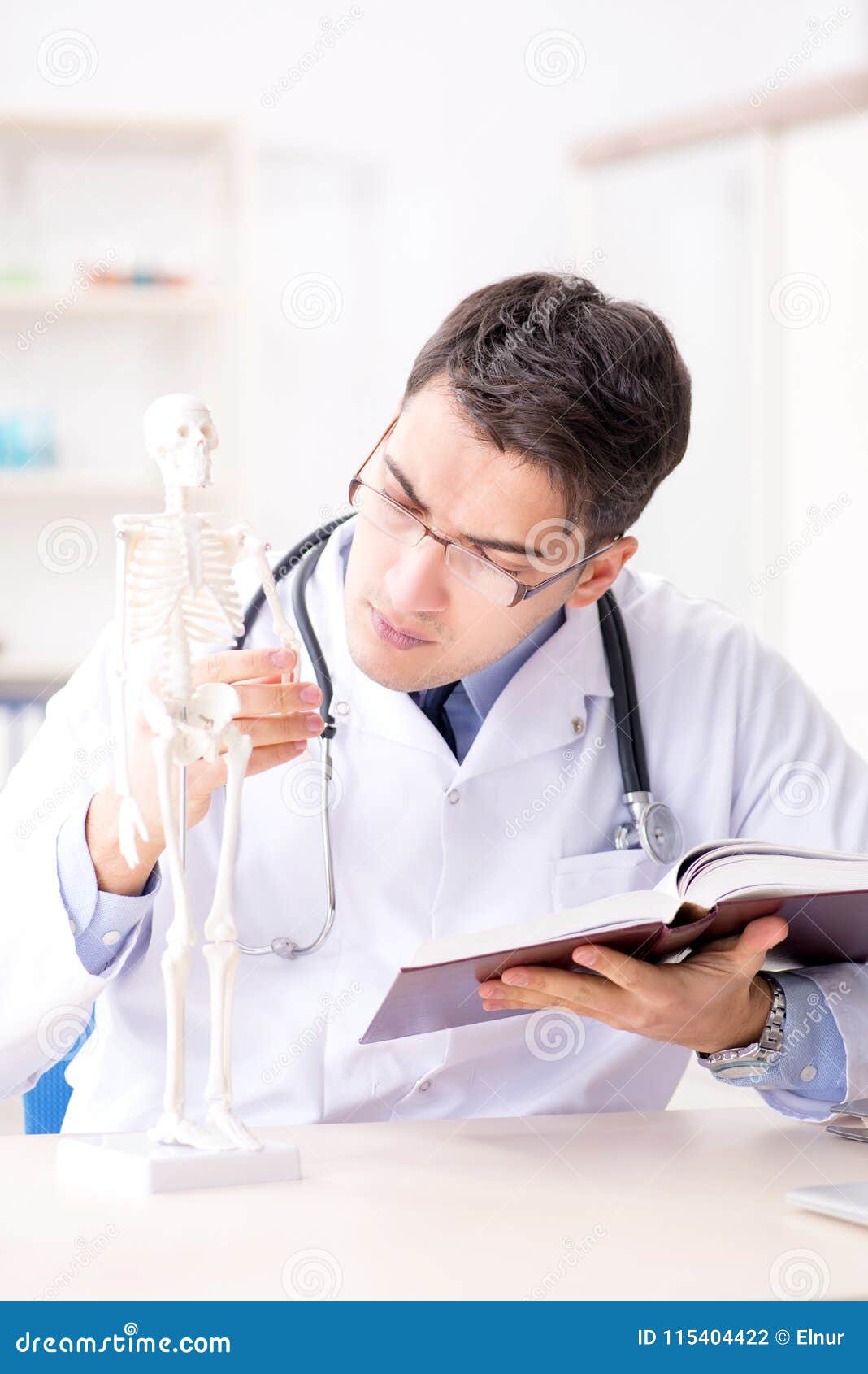 The Doctor Explaining Human Body on Skeleton Stock Photo - Image of ...