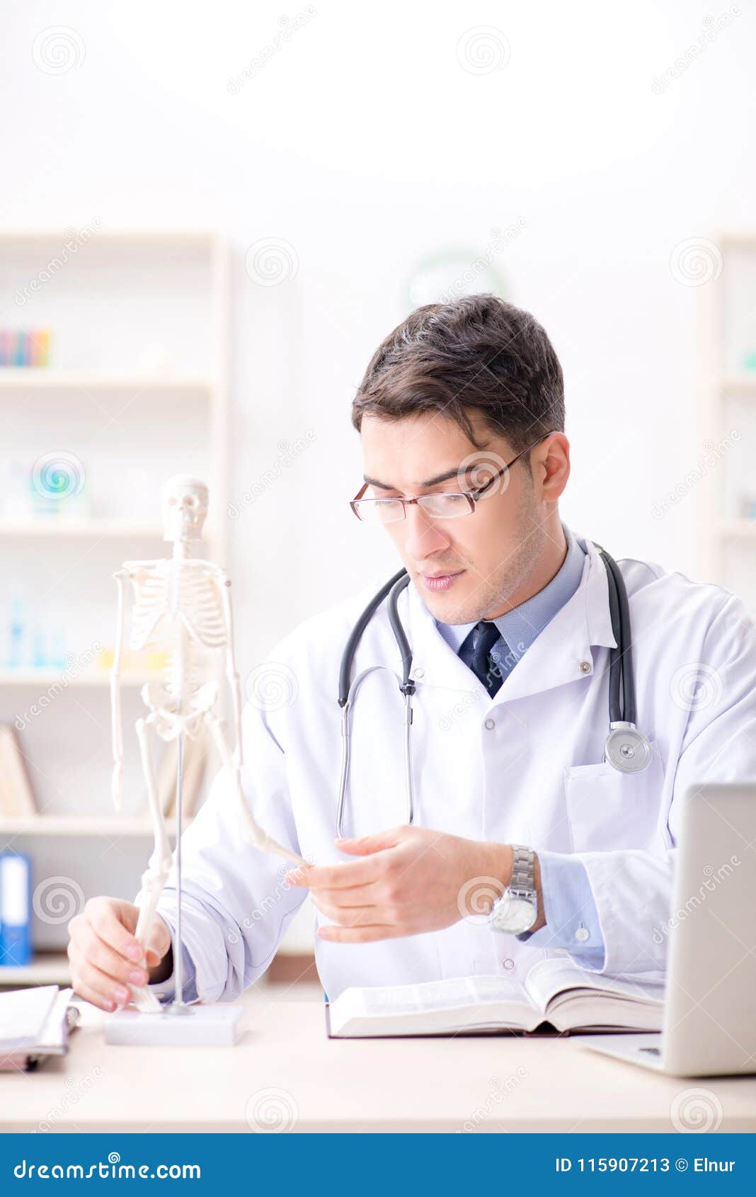 The Doctor Explaining Human Body on Skeleton Stock Image - Image of ...