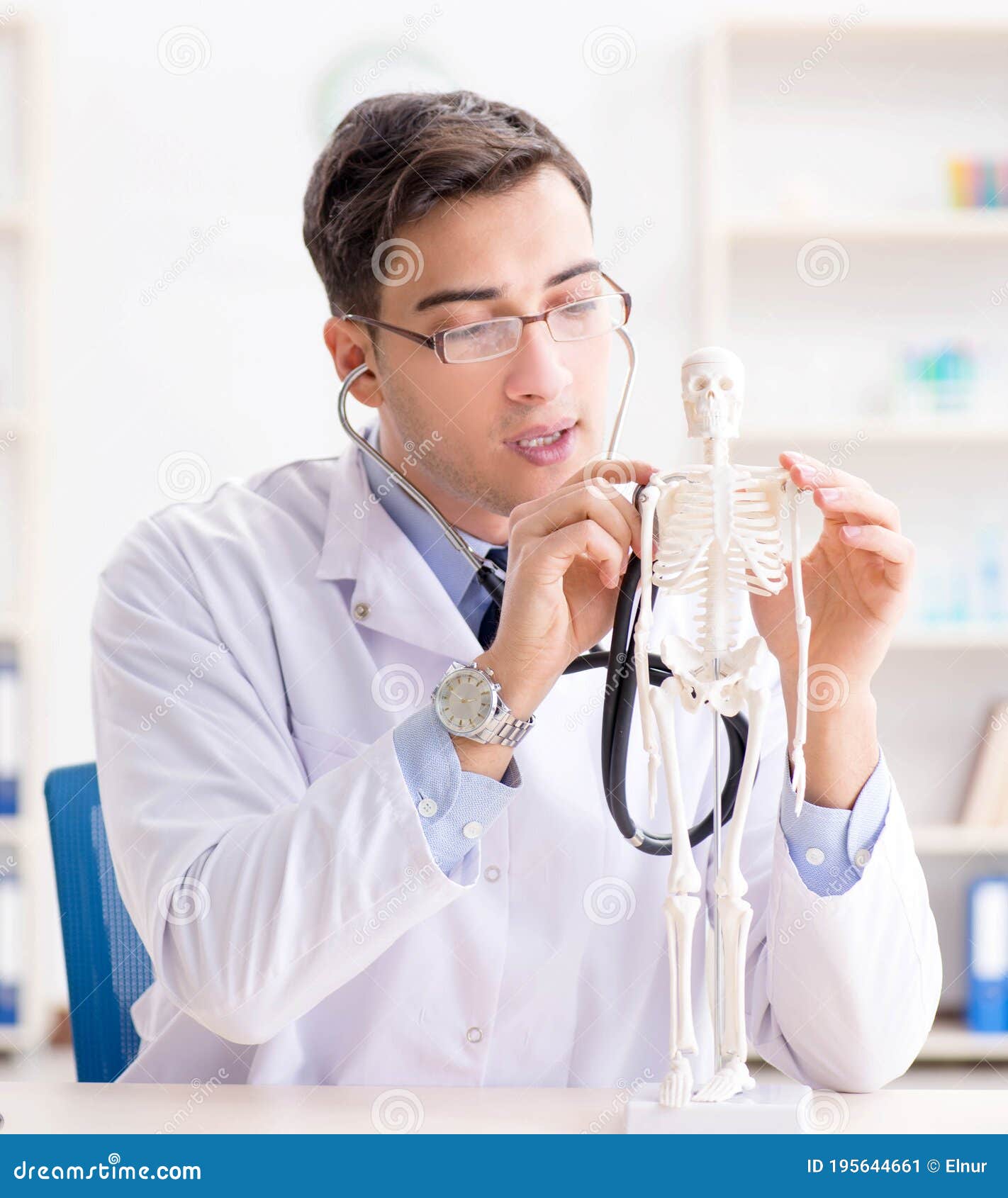 Doctor Explaining Human Body on Skeleton Stock Image - Image of anatomy ...