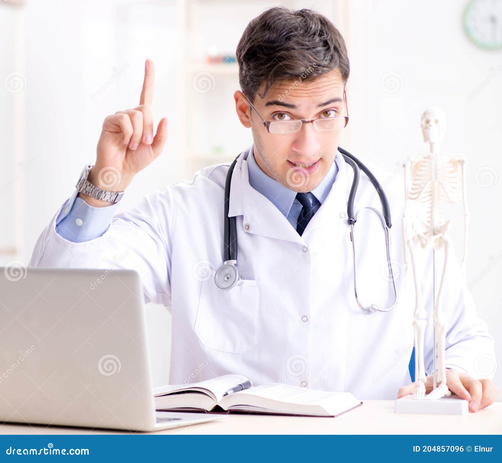 Doctor Explaining Human Body on Skeleton Stock Photo - Image of anatomy ...