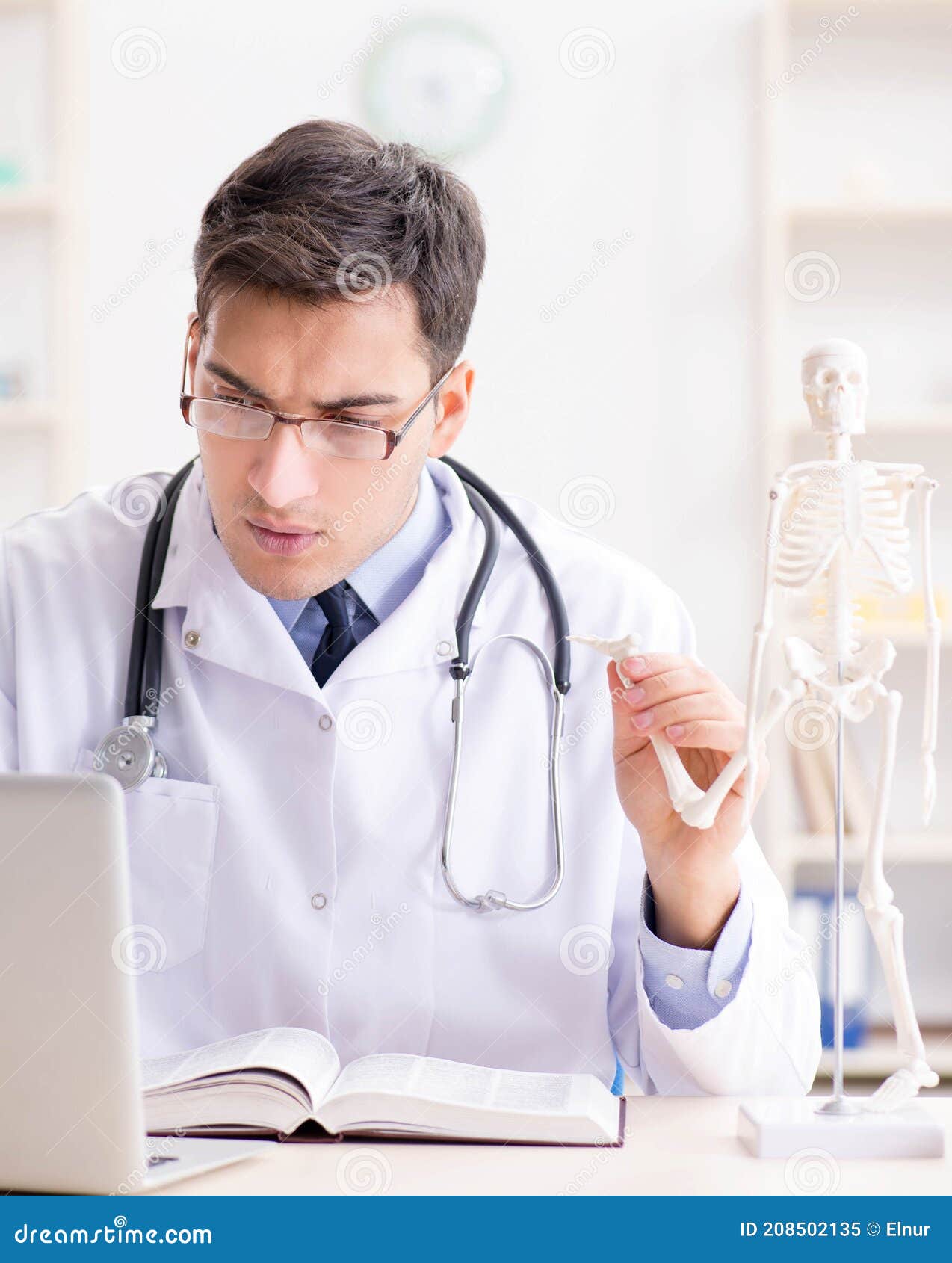 Doctor Explaining Human Body on Skeleton Stock Image - Image of ...
