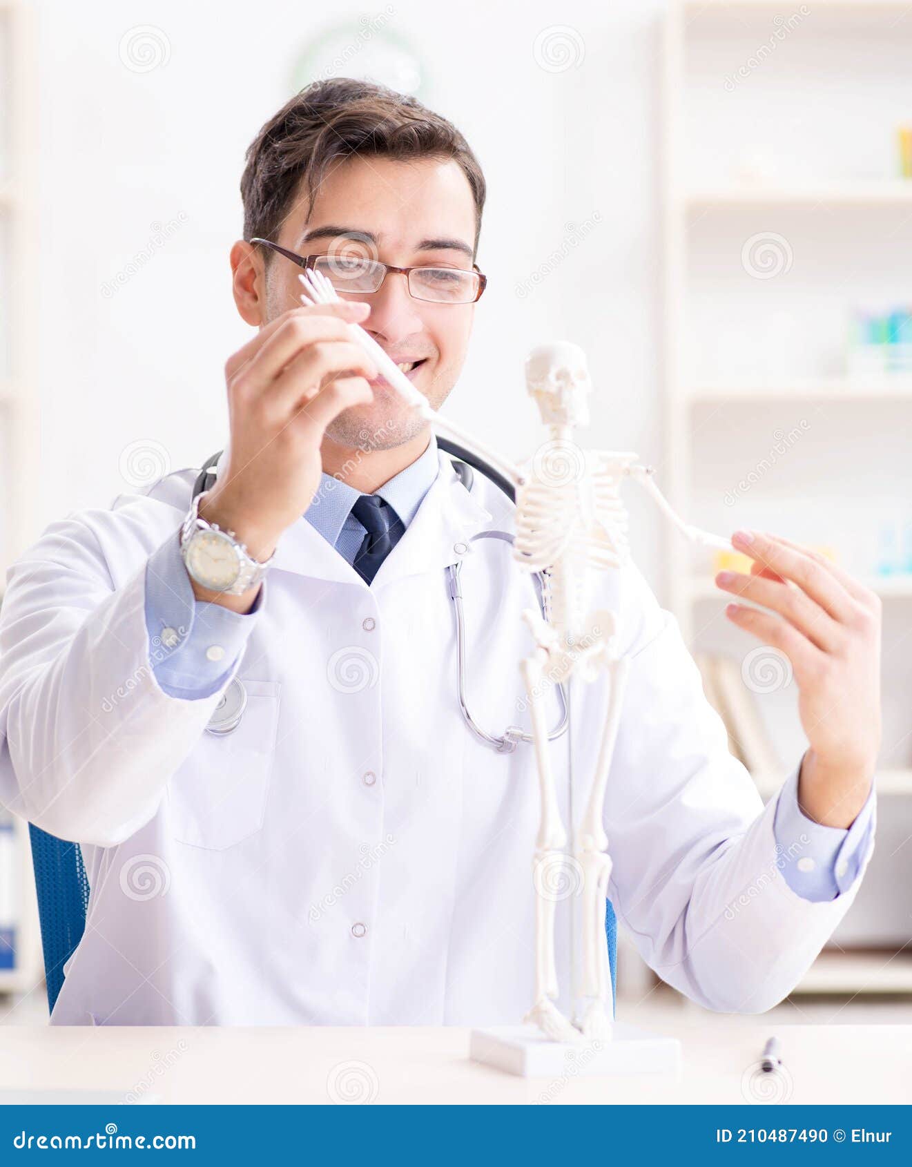 Doctor Explaining Human Body on Skeleton Stock Photo - Image of exam ...