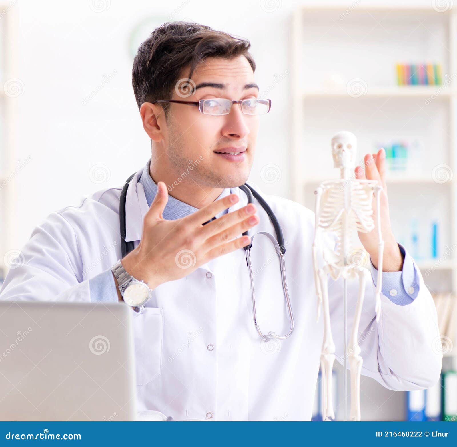 Doctor Explaining Human Body on Skeleton Stock Photo - Image of ...