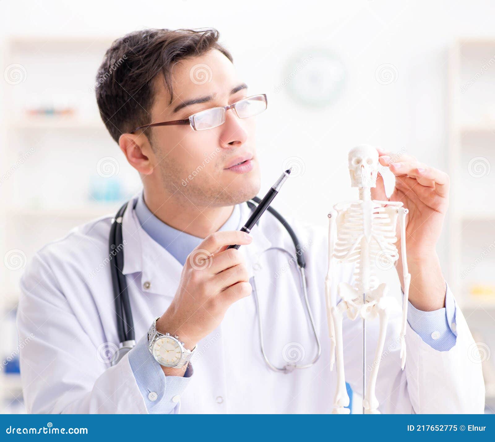 Doctor Explaining Human Body on Skeleton Stock Image - Image of medical ...