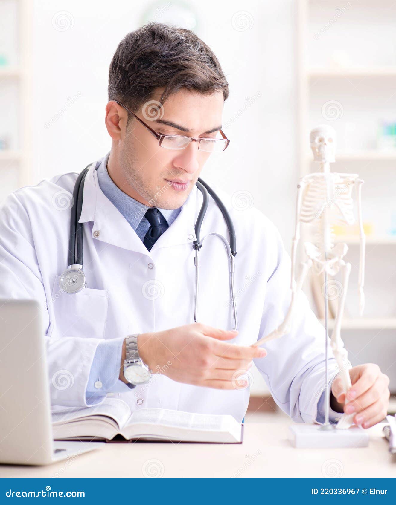 Doctor Explaining Human Body on Skeleton Stock Image - Image of disease ...