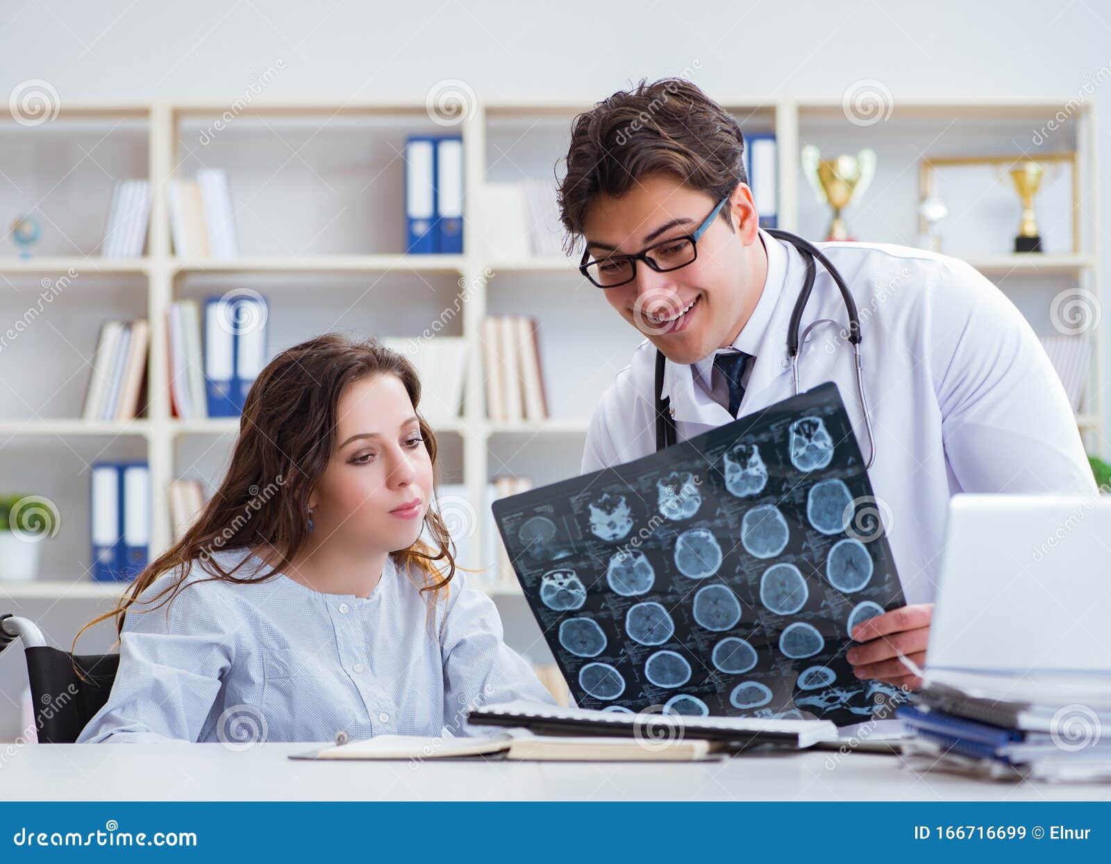 Doctor Explaining To Patient Results of X-ray Imaging Stock Image ...