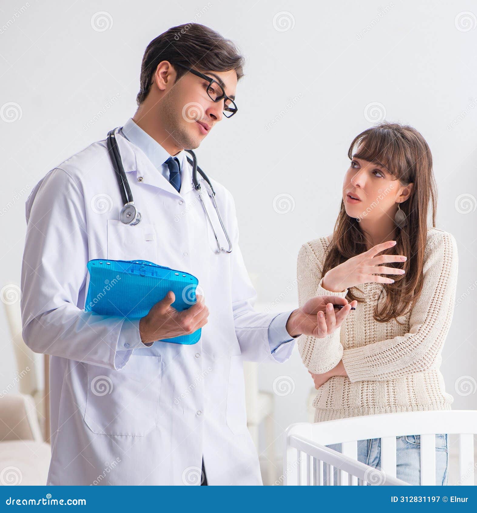 Doctor Explaining To Young Mother Stock Image - Image of hospital, crib ...