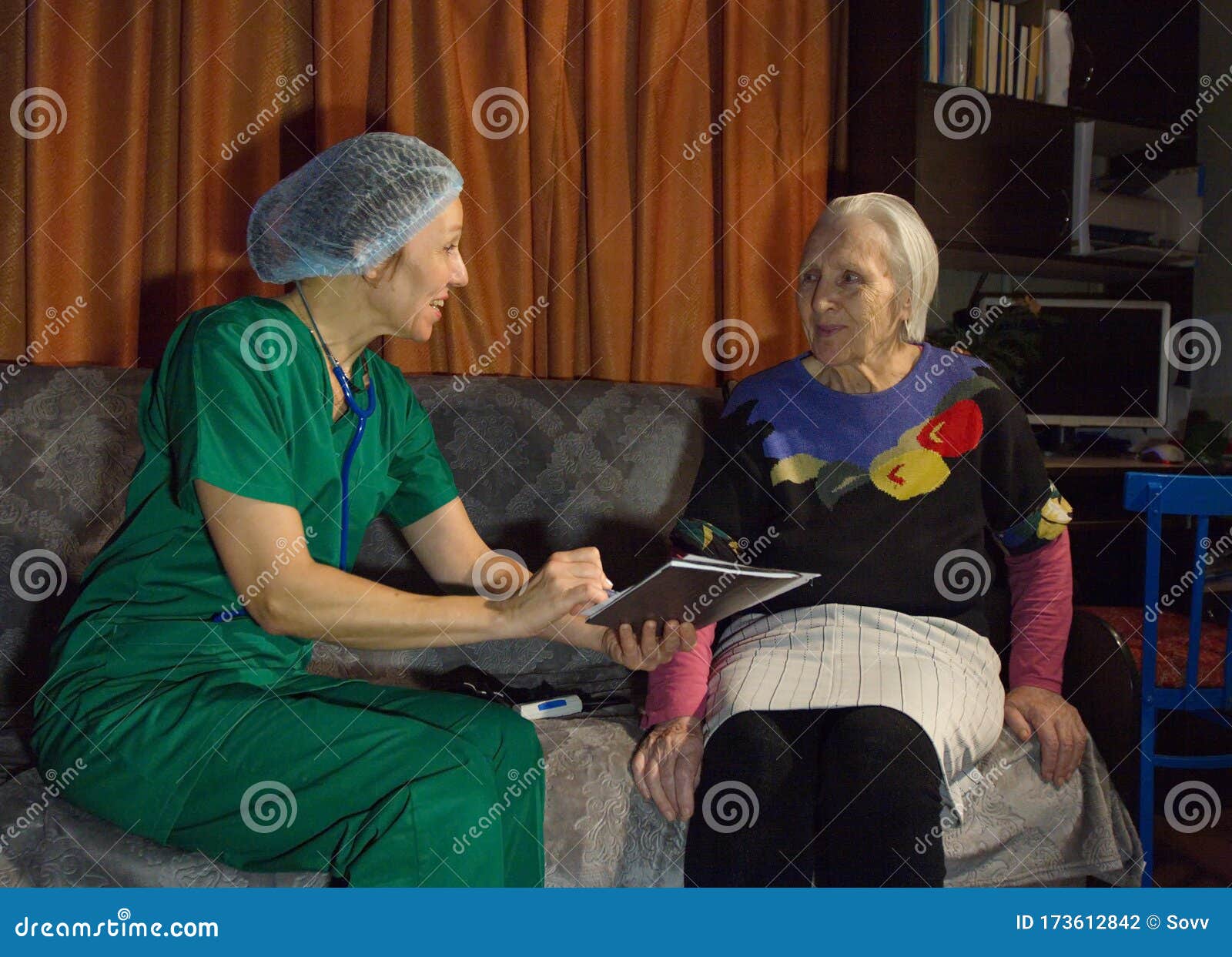 The doctor explains. stock photo. Image of medic, mature - 173612842