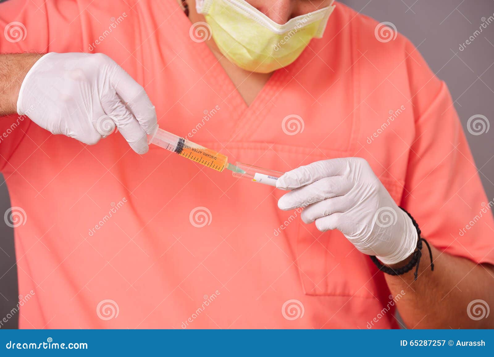 Doctor Extracting Plasma with Syringe from Tube Stock Image - Image of ...