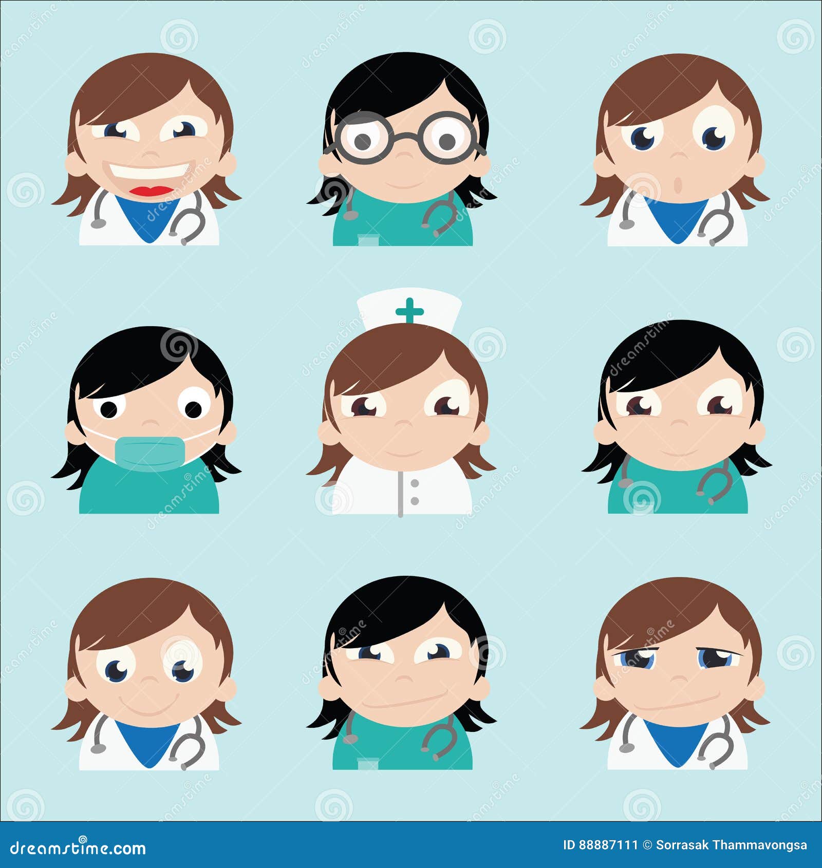 The Doctor with a Face Many of the Emotions. Stock Vector ...