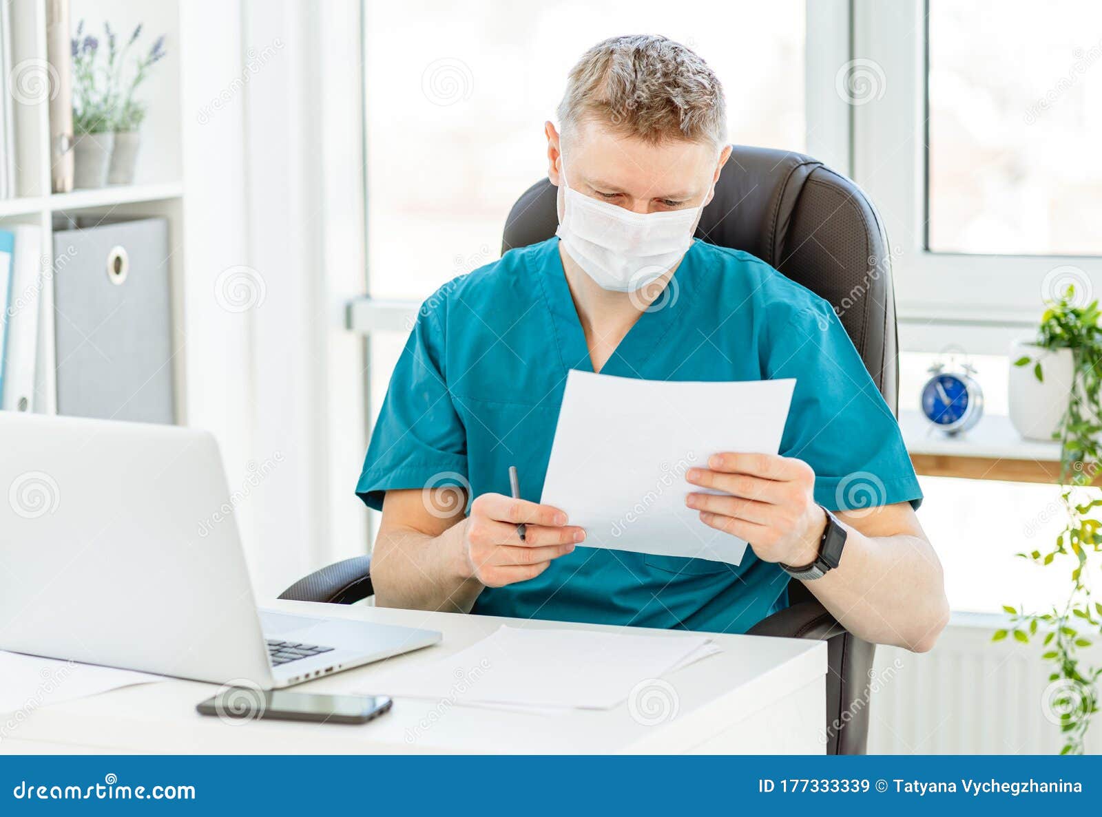 Doctor in face mask stock image. Image of infection - 177333339