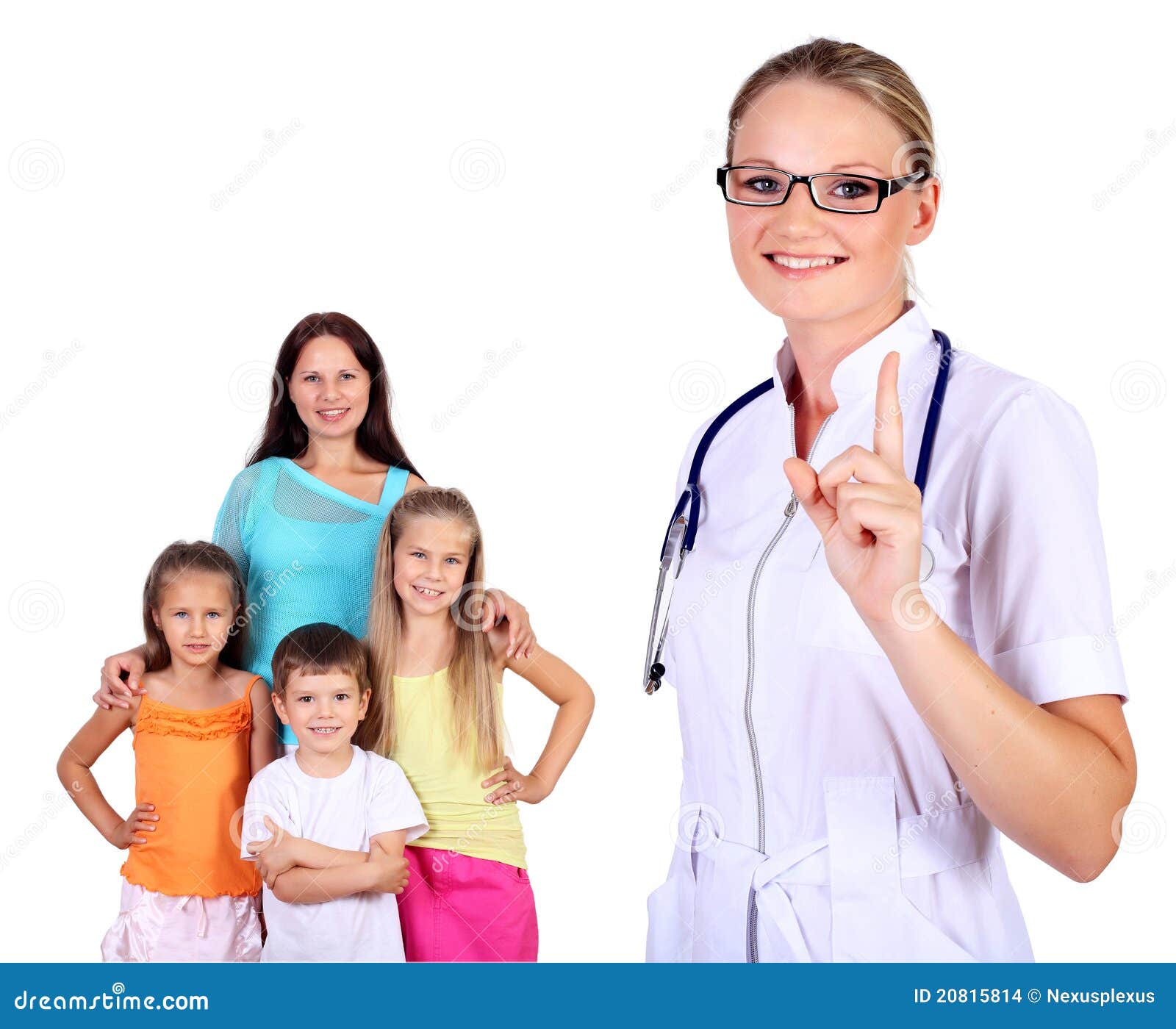 Doctor and Family with Children Stock Photo - Image of pediatrist ...