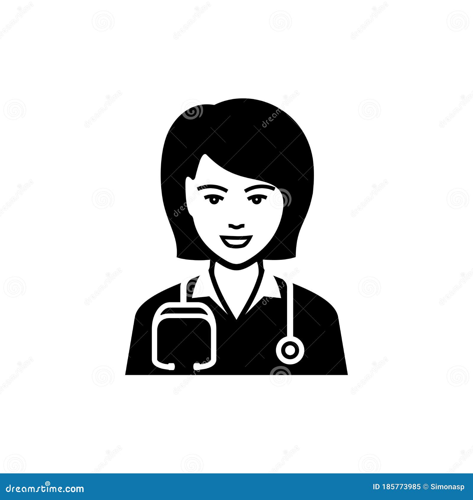 Doctor Female With Stethoscope Stock Vector Illustration Of Icon